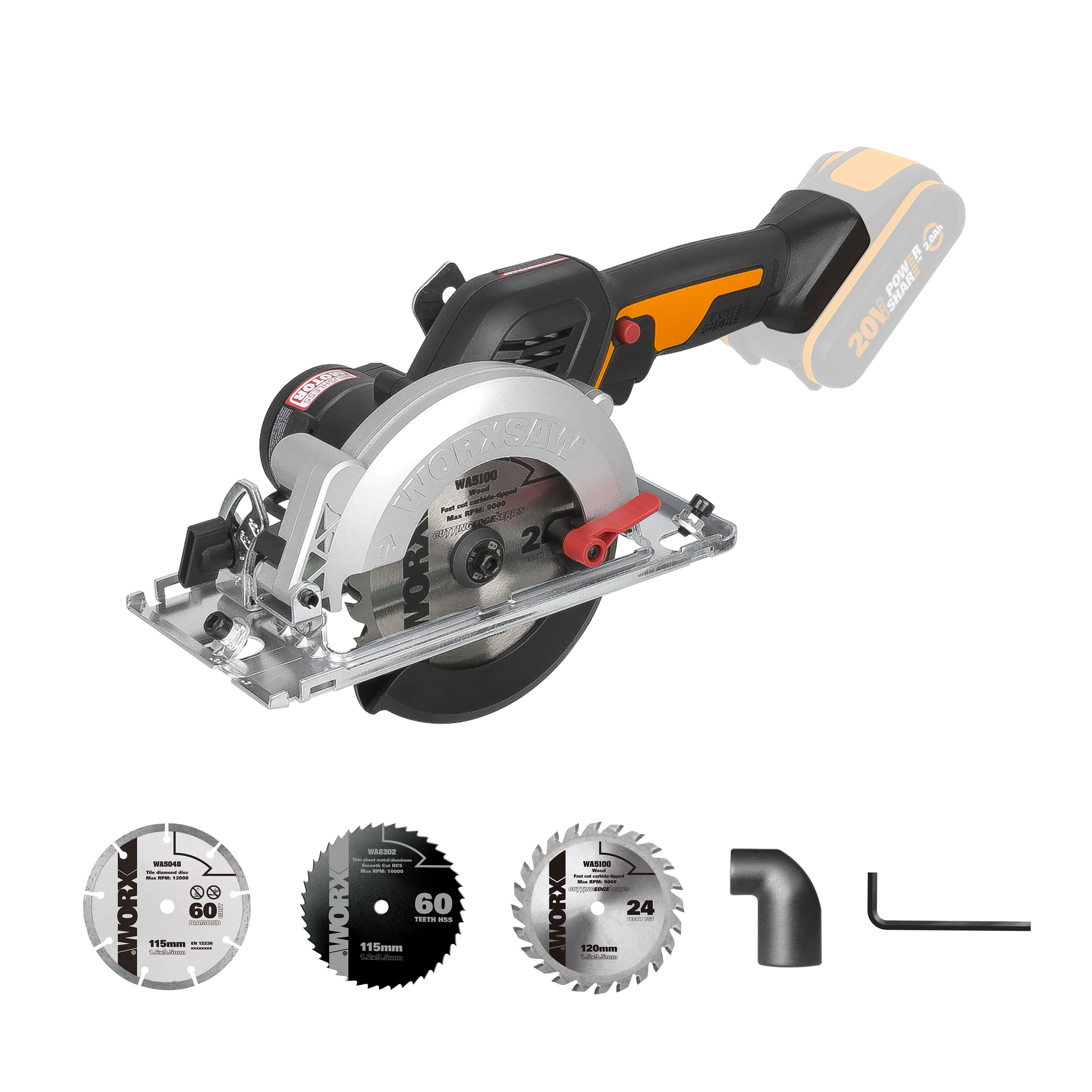 Mini sierra circular de mano a batería WORX Worxsaw XL 20V sin batería ...