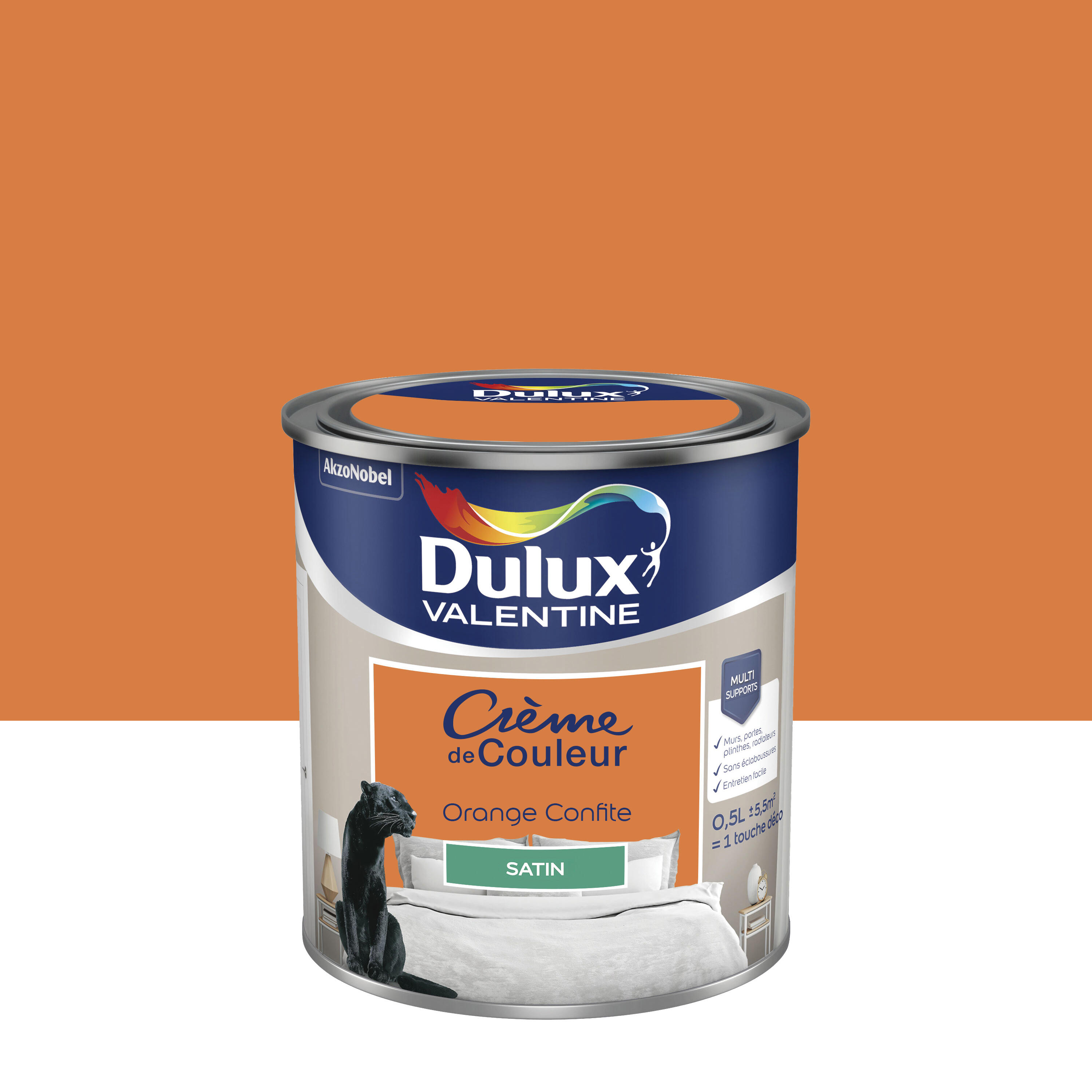 Peinture mur orange confite satin DULUX VALENTINE Crème de couleur 0.5l ...