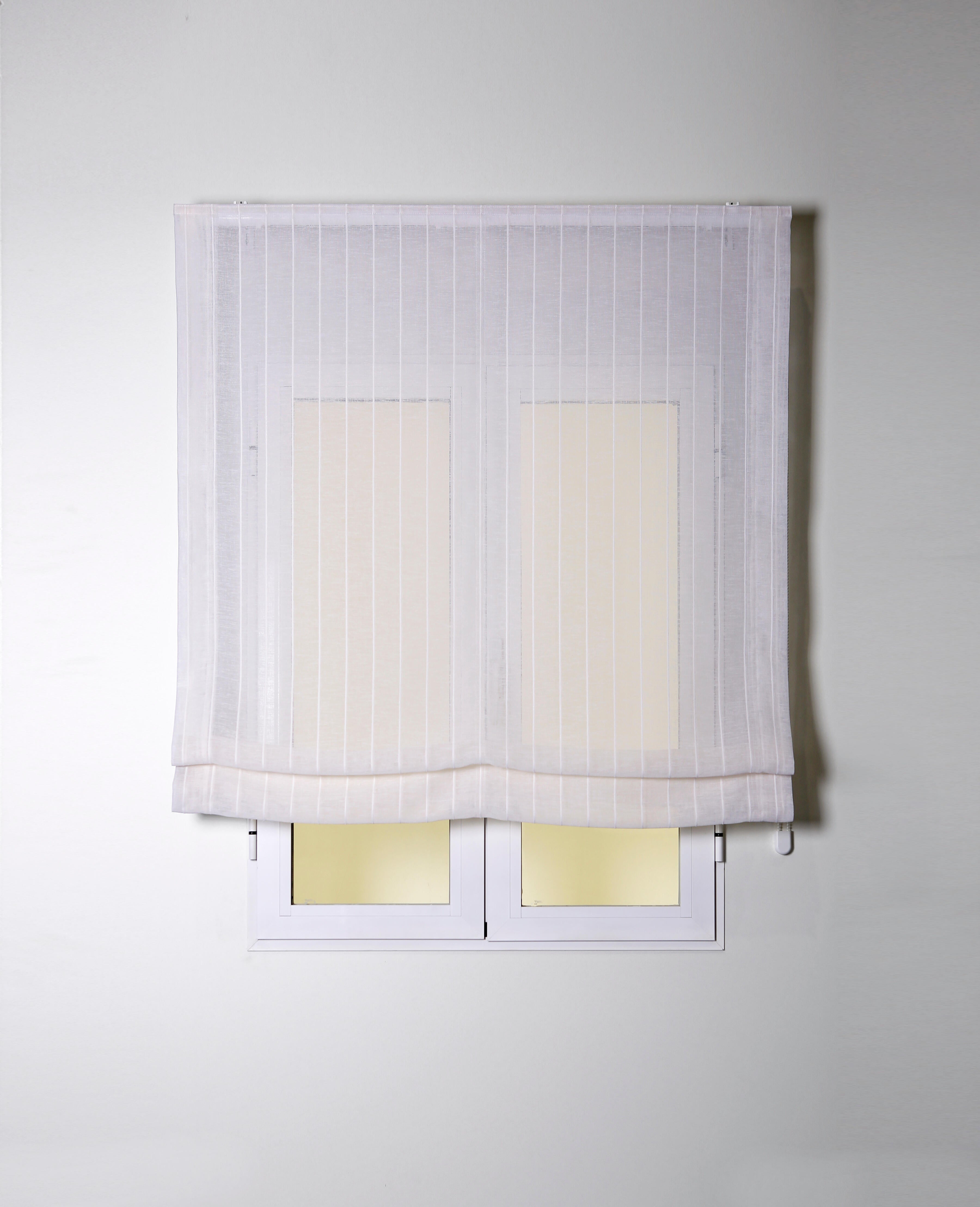 Estor plegable paqueto semi-trasparente con cadena Mongomeri poliéster rayas blanco de 135x250 ...