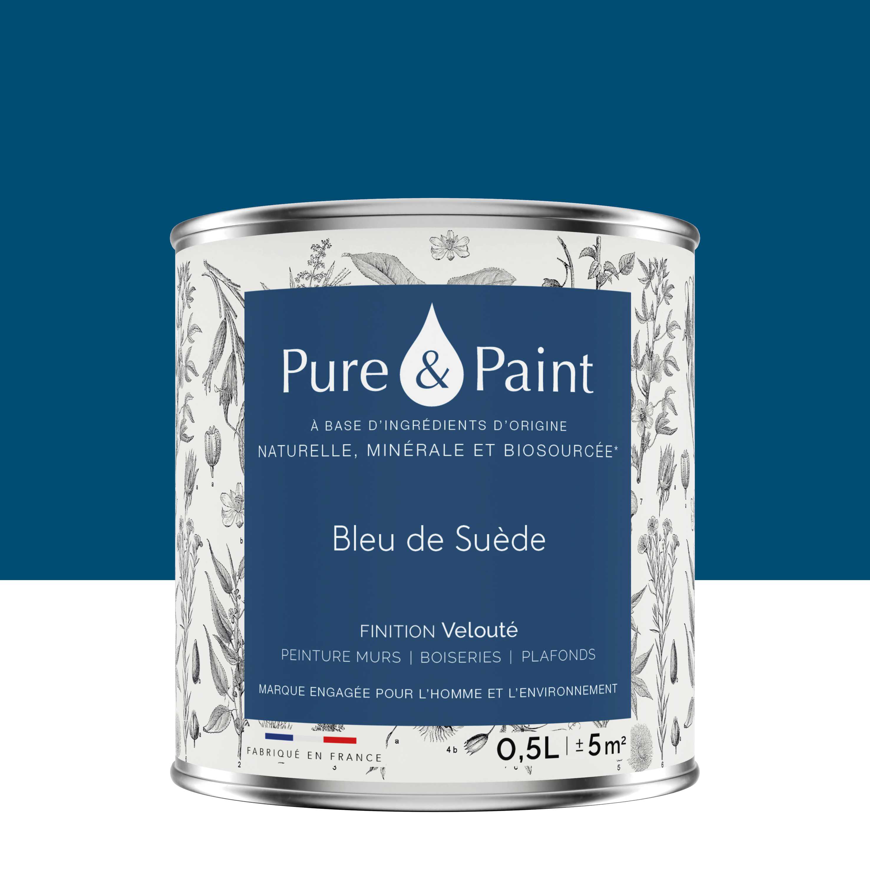 Peinture mur, boiserie bleu de suède velours PURE & PAINT , 0.5L ...