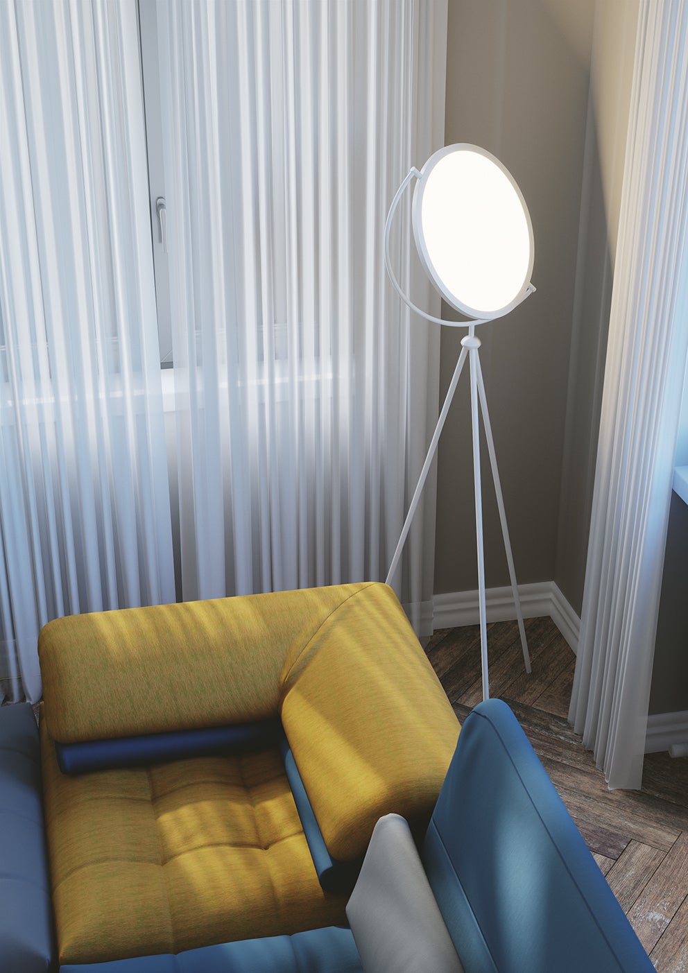 Lampada da terra LED Radar bianco con 3 temperature di colore 1980 lumen LUCE AMBIENTE DESIGN ...