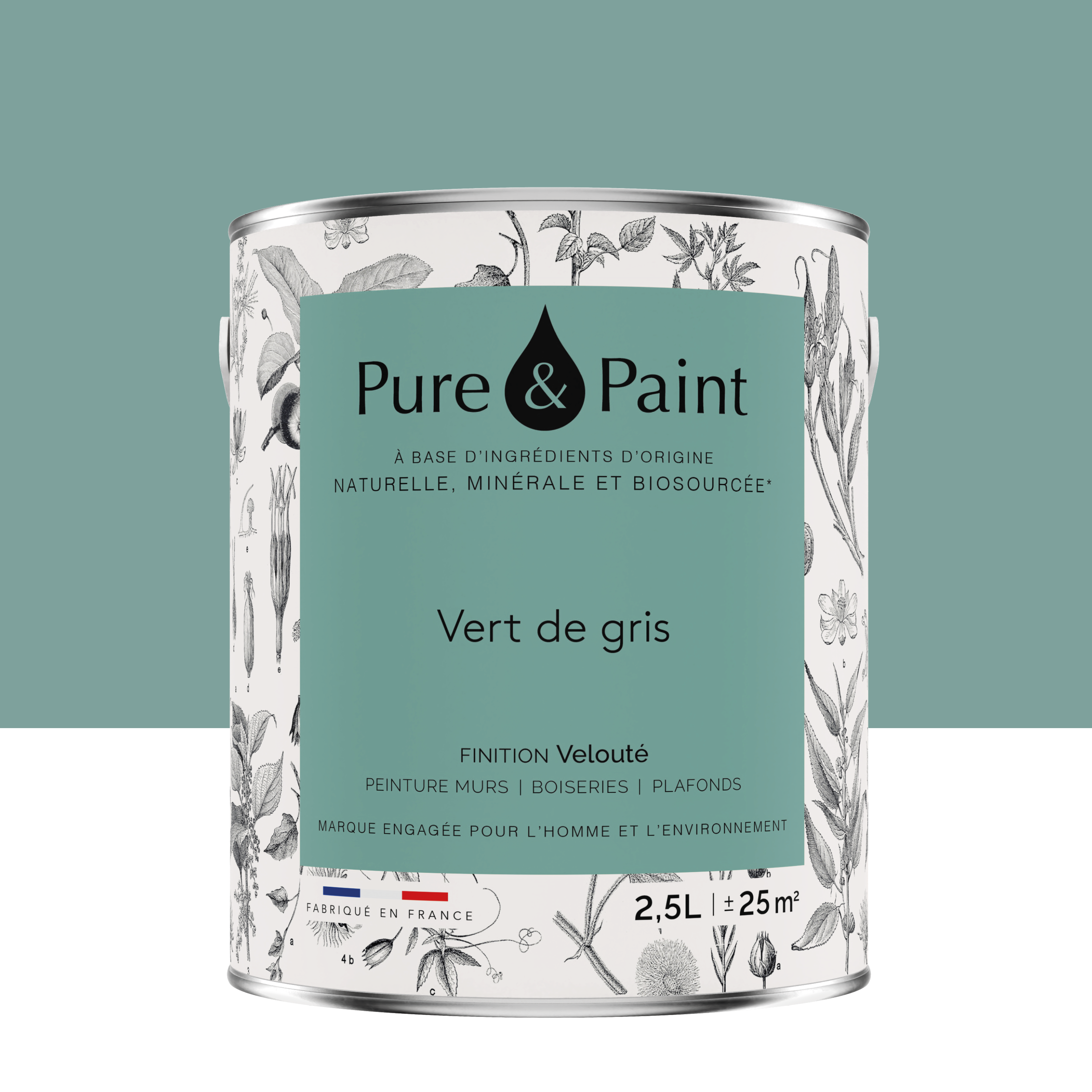 Peinture mur, boiserie vert de gris velours PURE & PAINT , 2.5L | Leroy ...