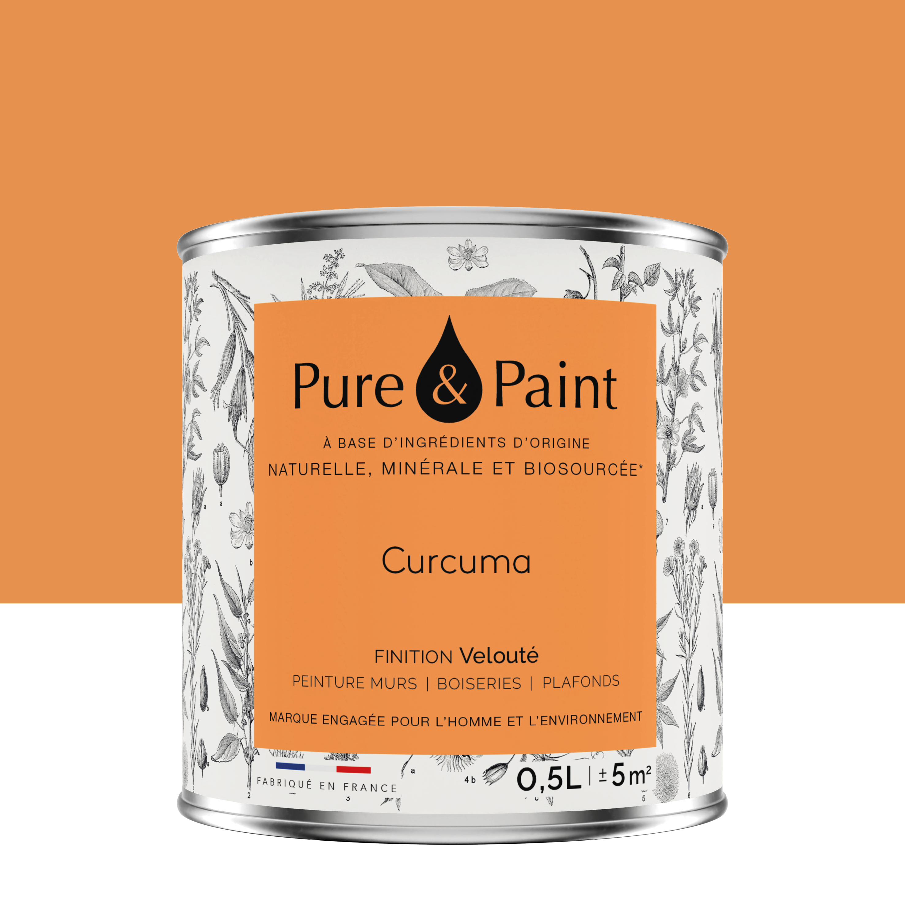 Peinture mur, boiserie curcuma velours PURE & PAINT , 0.5L | Leroy Merlin