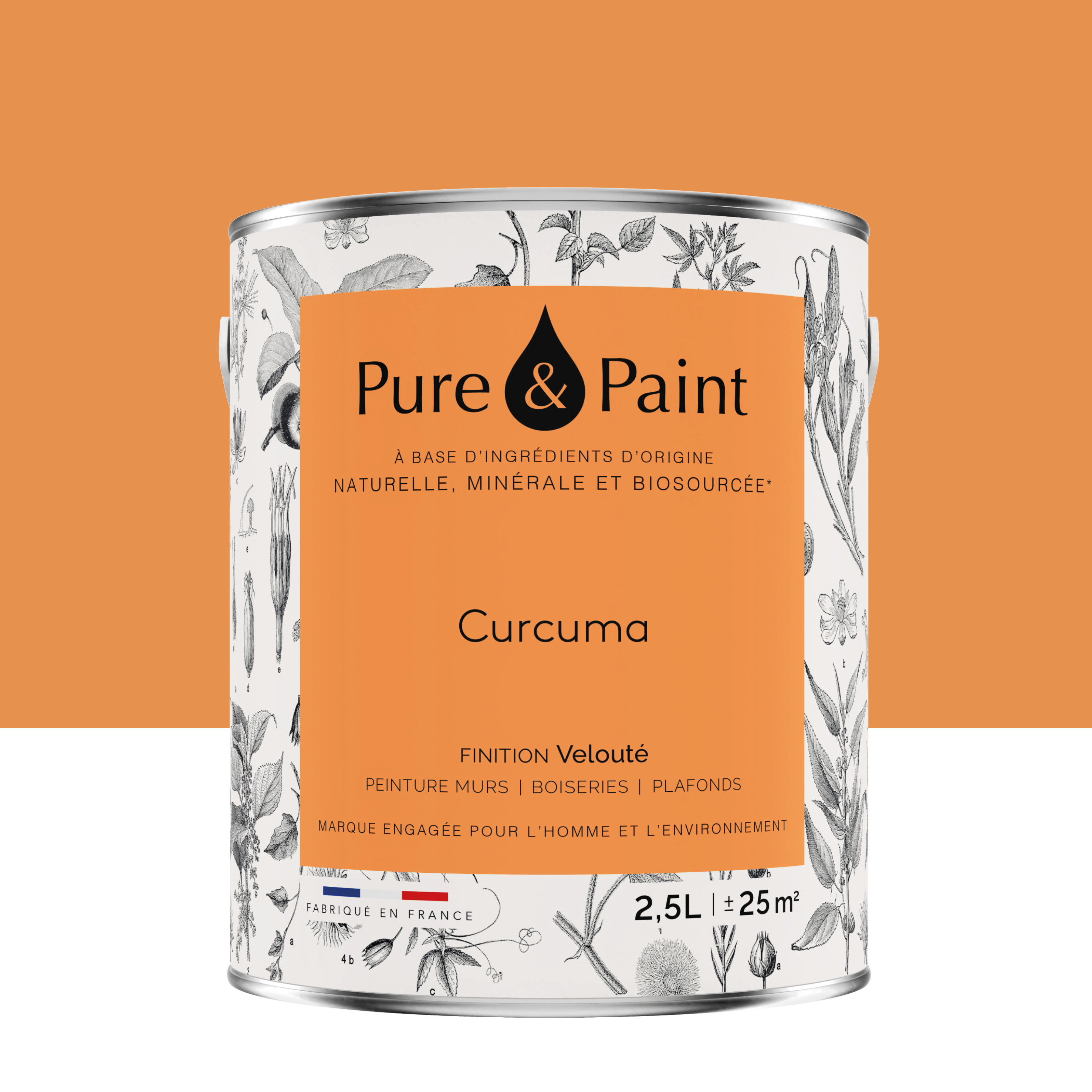 Peinture mur, boiserie curcuma velours PURE & PAINT , 2.5L | Leroy Merlin