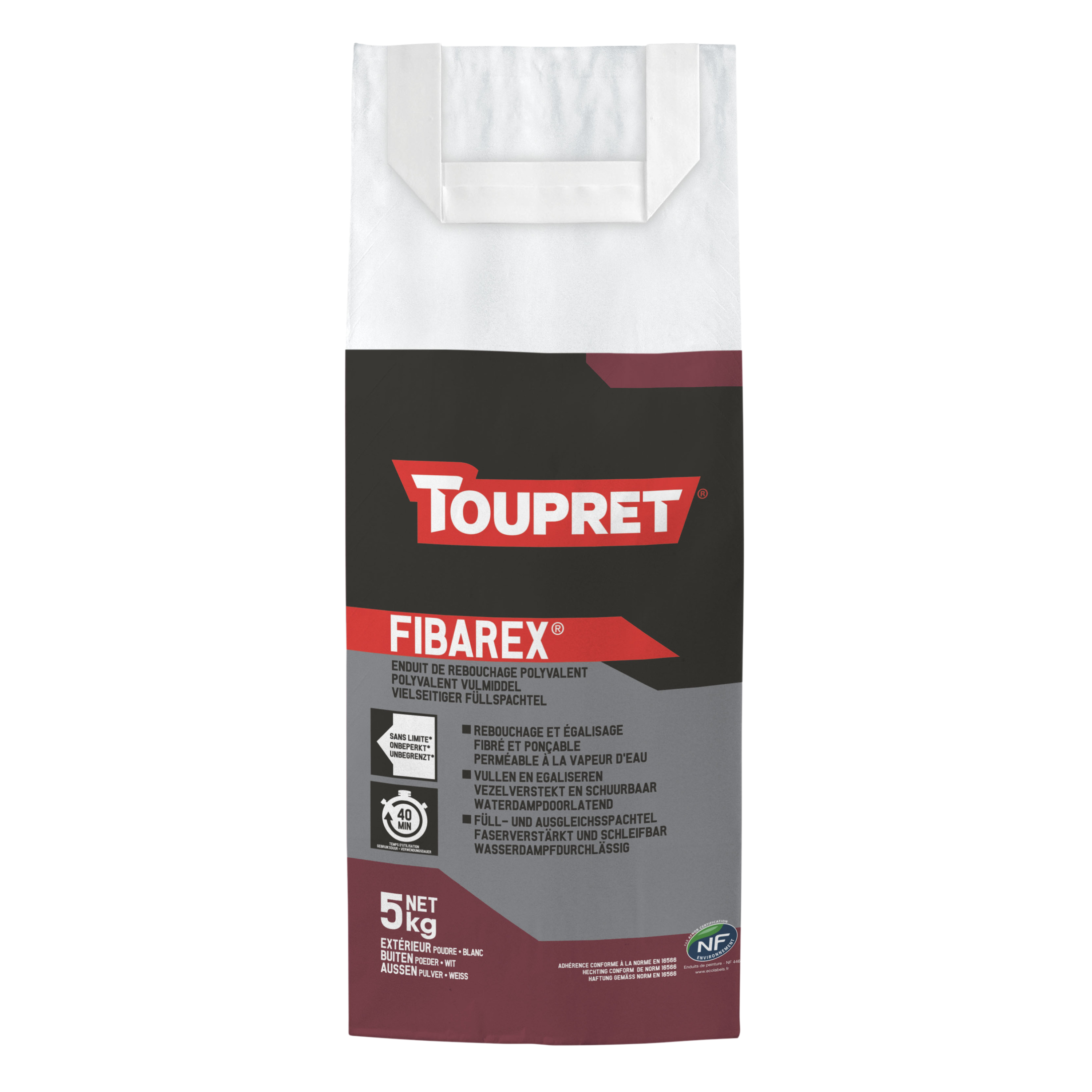 Enduit de rebouchage en poudre Fibarex TOUPRET blanc 5 kg | Leroy Merlin