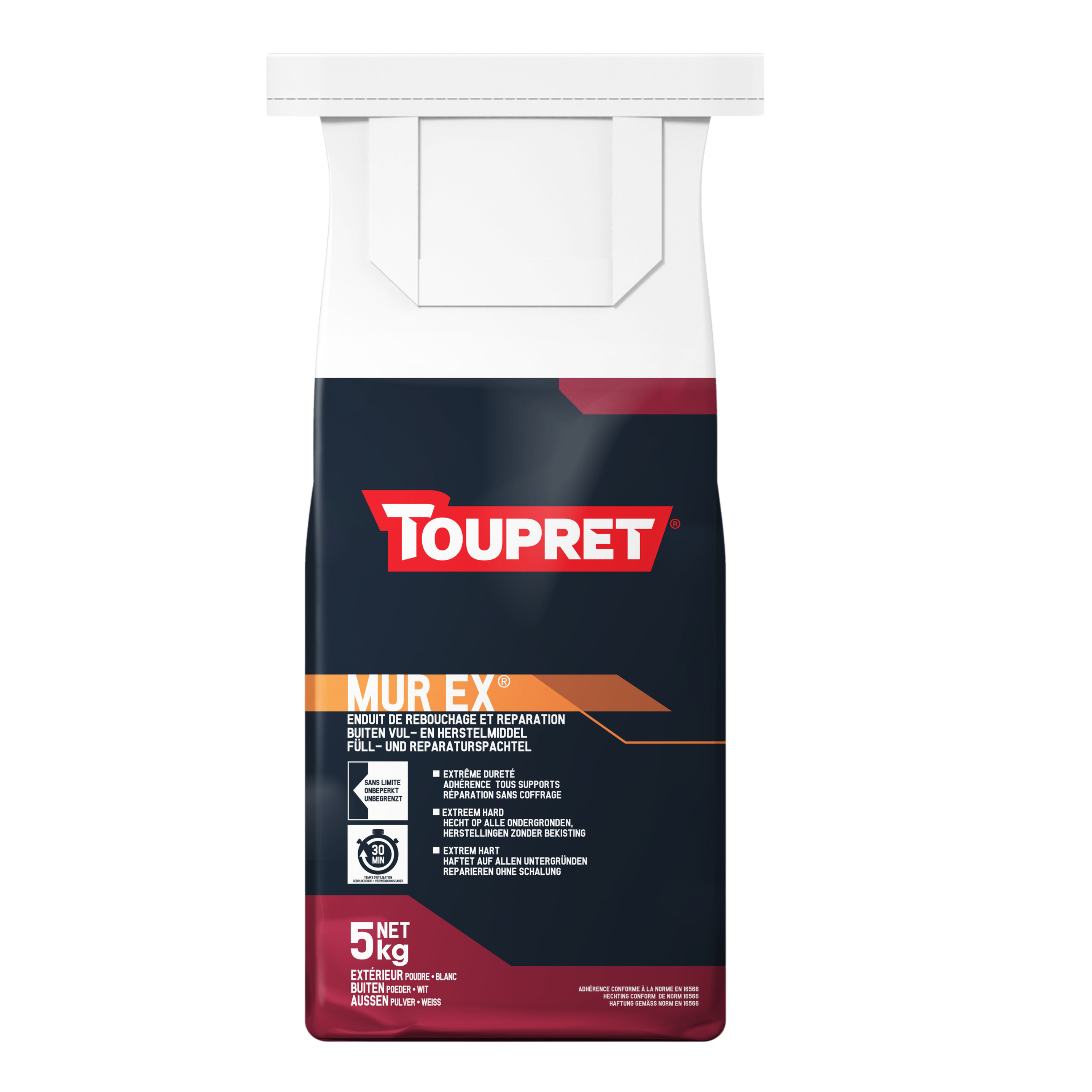 Enduit de rebouchage et de réparation en poudre Mur ex TOUPRET 5 kg ...