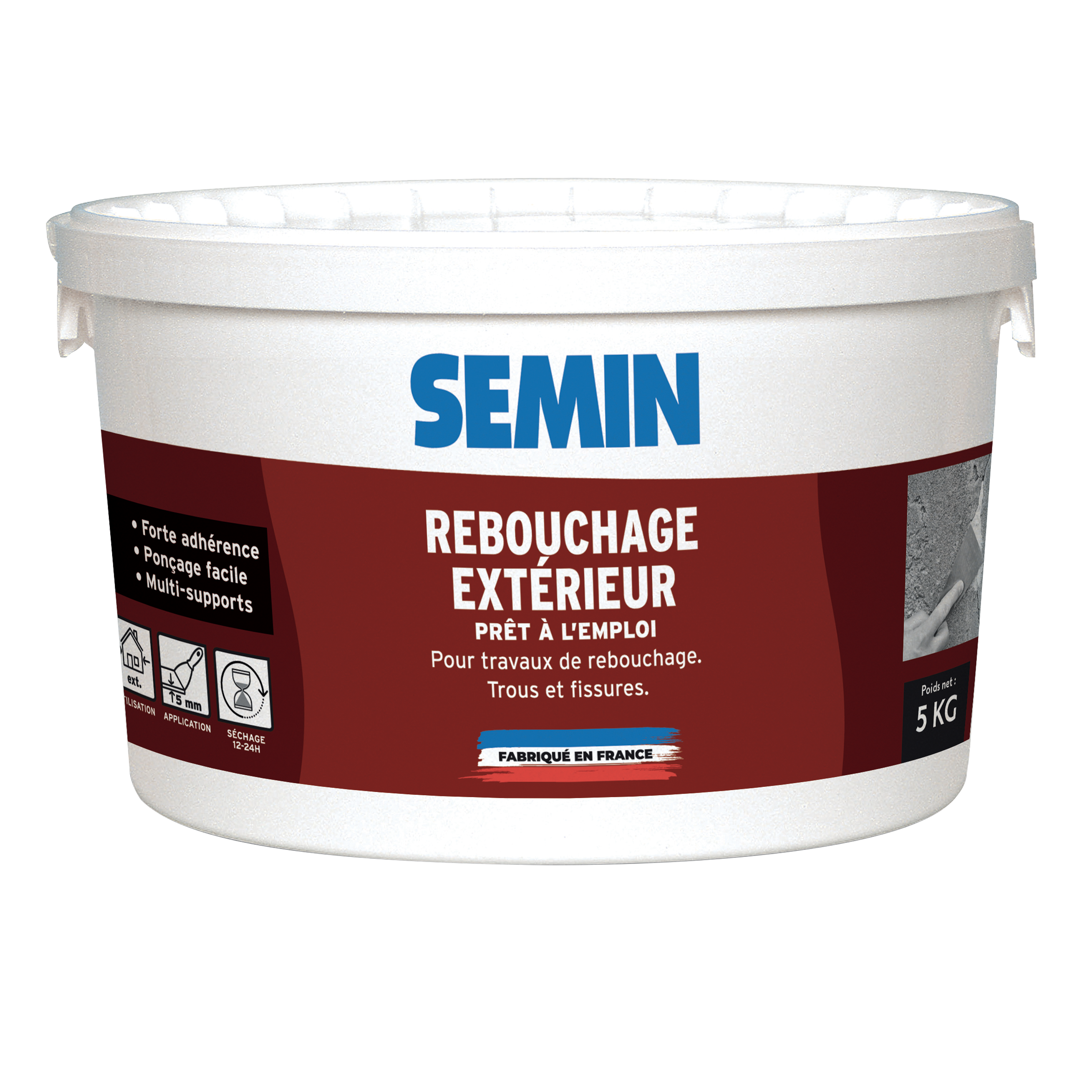 Enduit de rebouchage en pâte Extérieur SEMIN blanc cassé 5 kg | Leroy ...