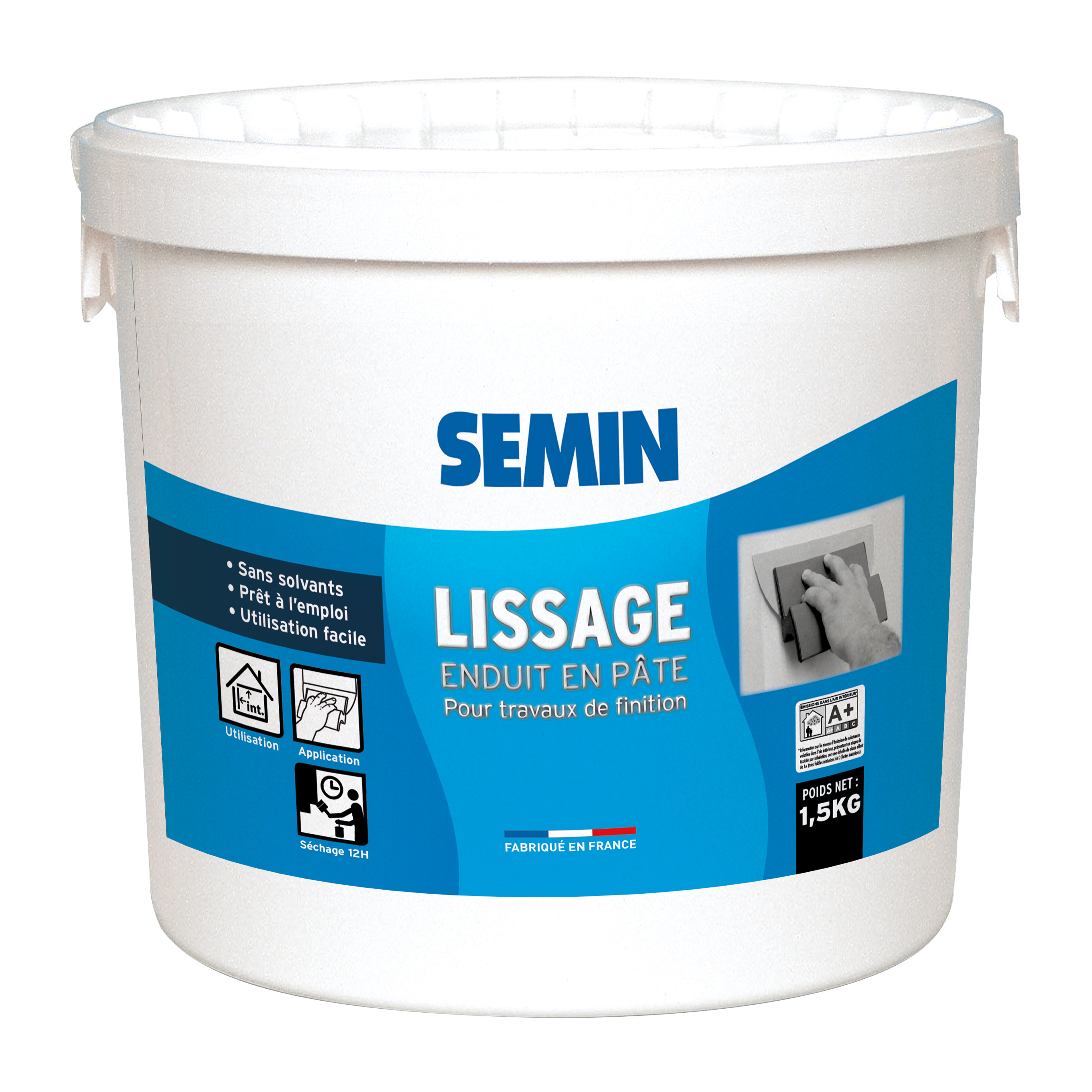 Enduit de lissage en pâte A08101 SEMIN blanc 1.5 kg | Leroy Merlin