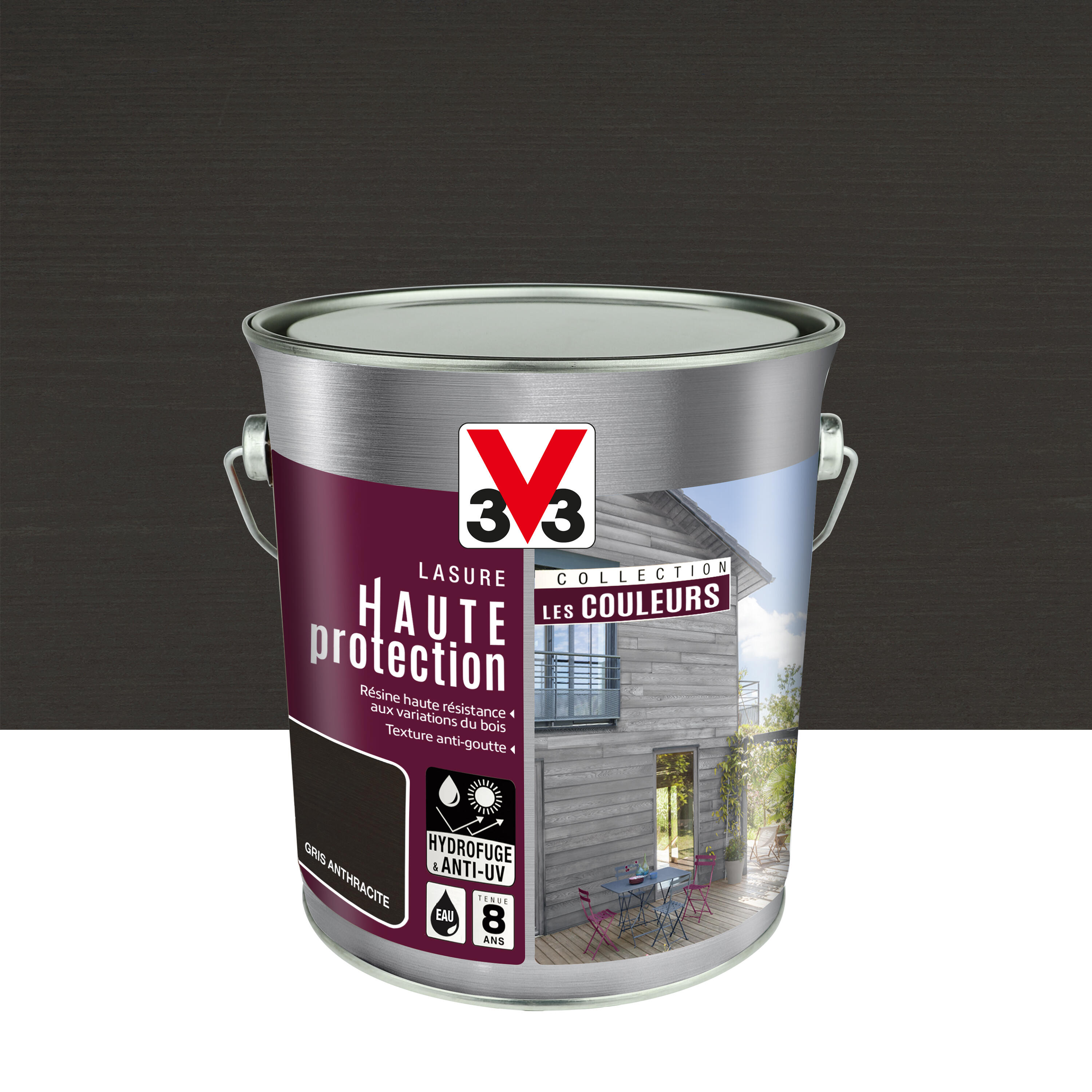 Lasure V33 Hp les couleurs 8 ans gris anthracite satiné 2.5 l | Leroy ...