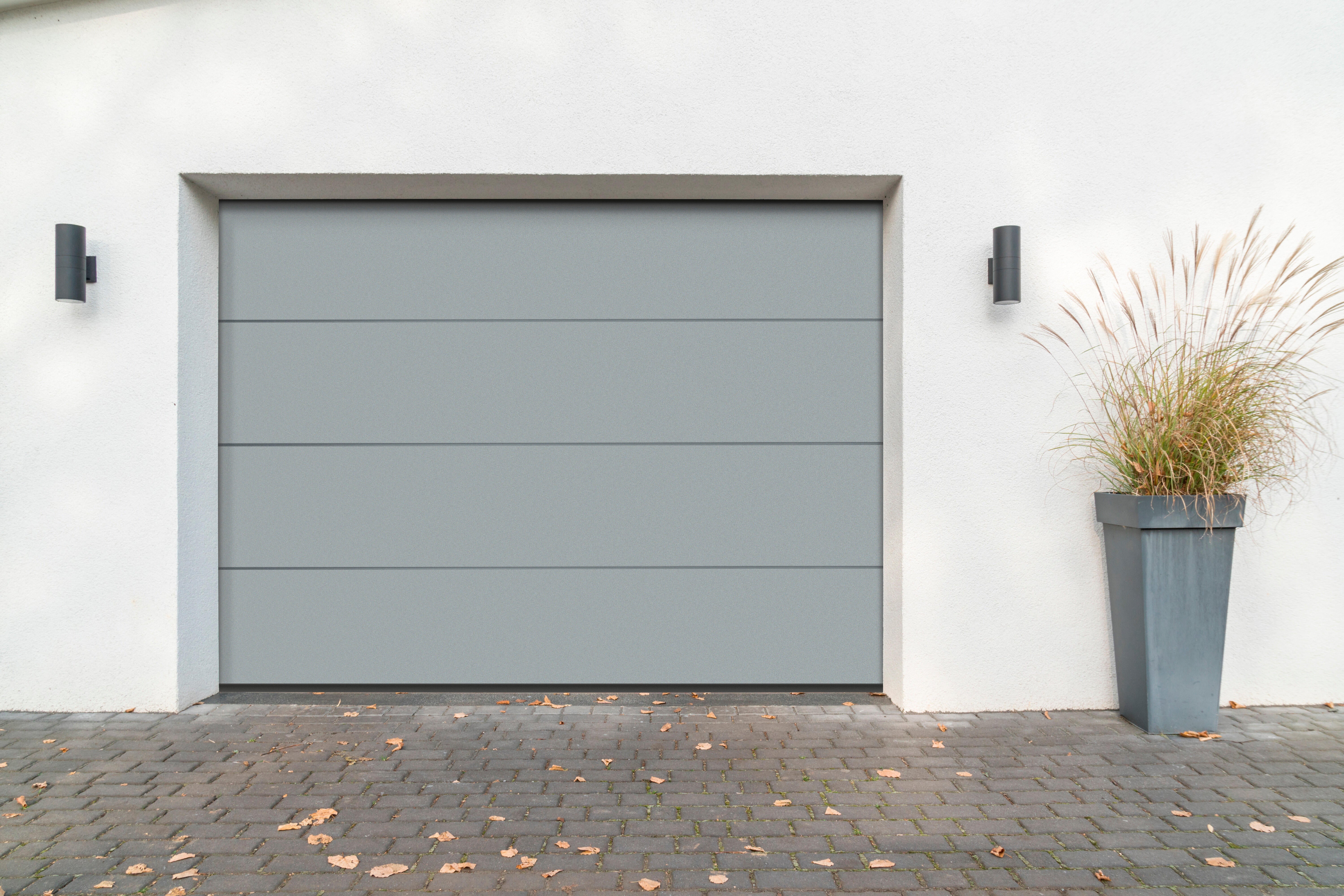 Porte de garage sectionnelle motorisée PREMIUM 200x300 gris 7040 lisse ...