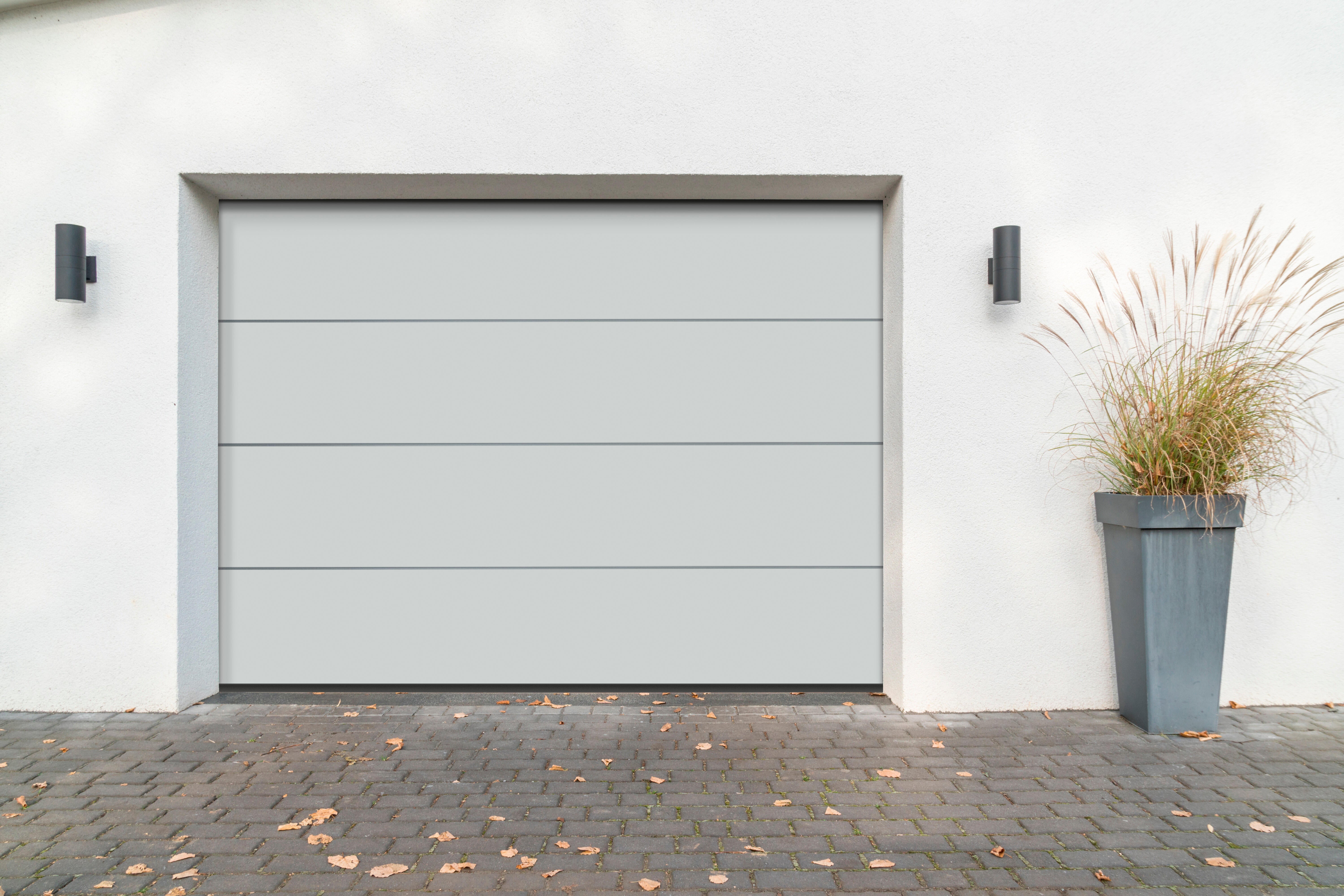 Porte de garage sectionnelle motorisée PREMIUM 212x300 gris 7035 lisse ...