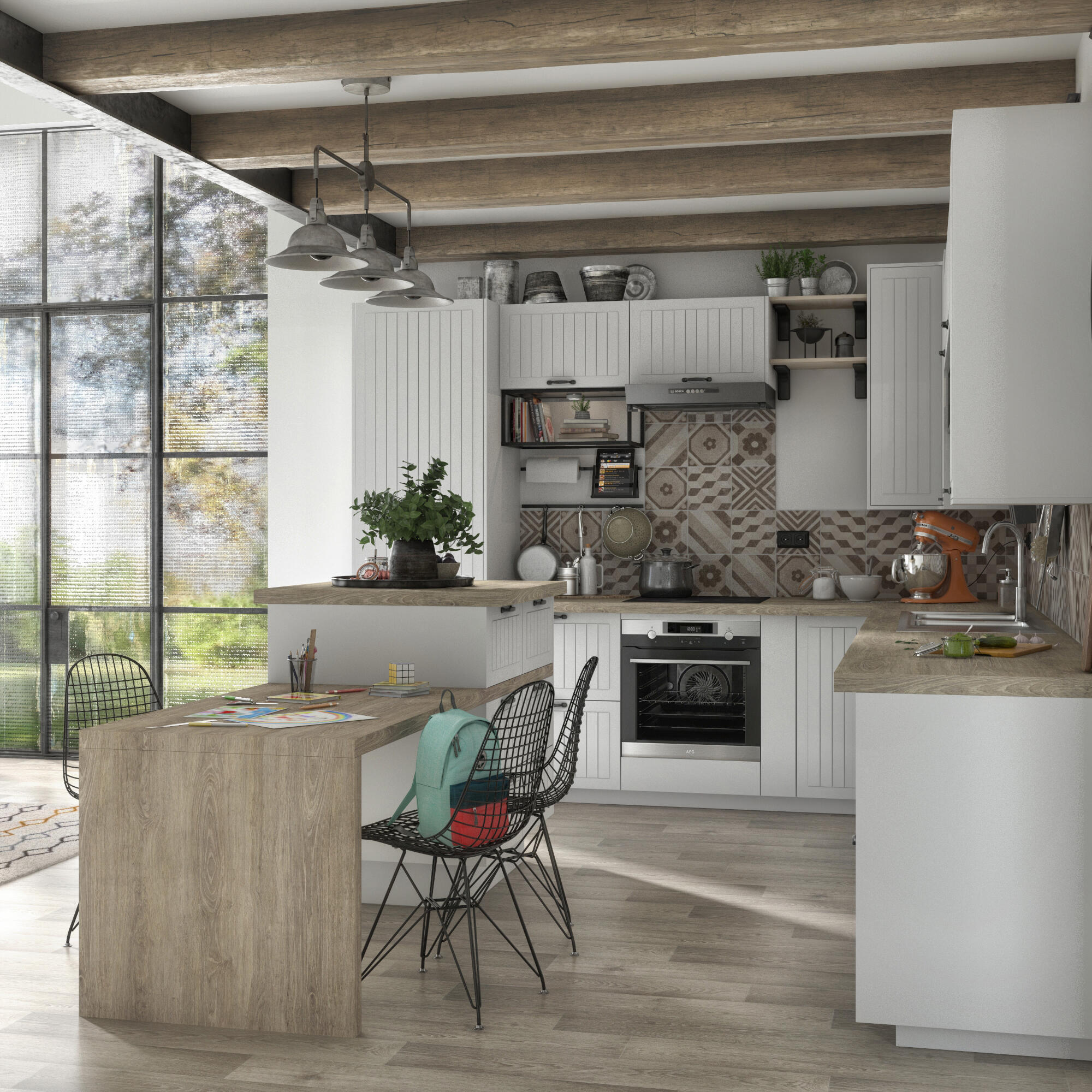 Porte de cuisine Toscane blanc mat H.137.3 x l.44.7 cm | Leroy Merlin