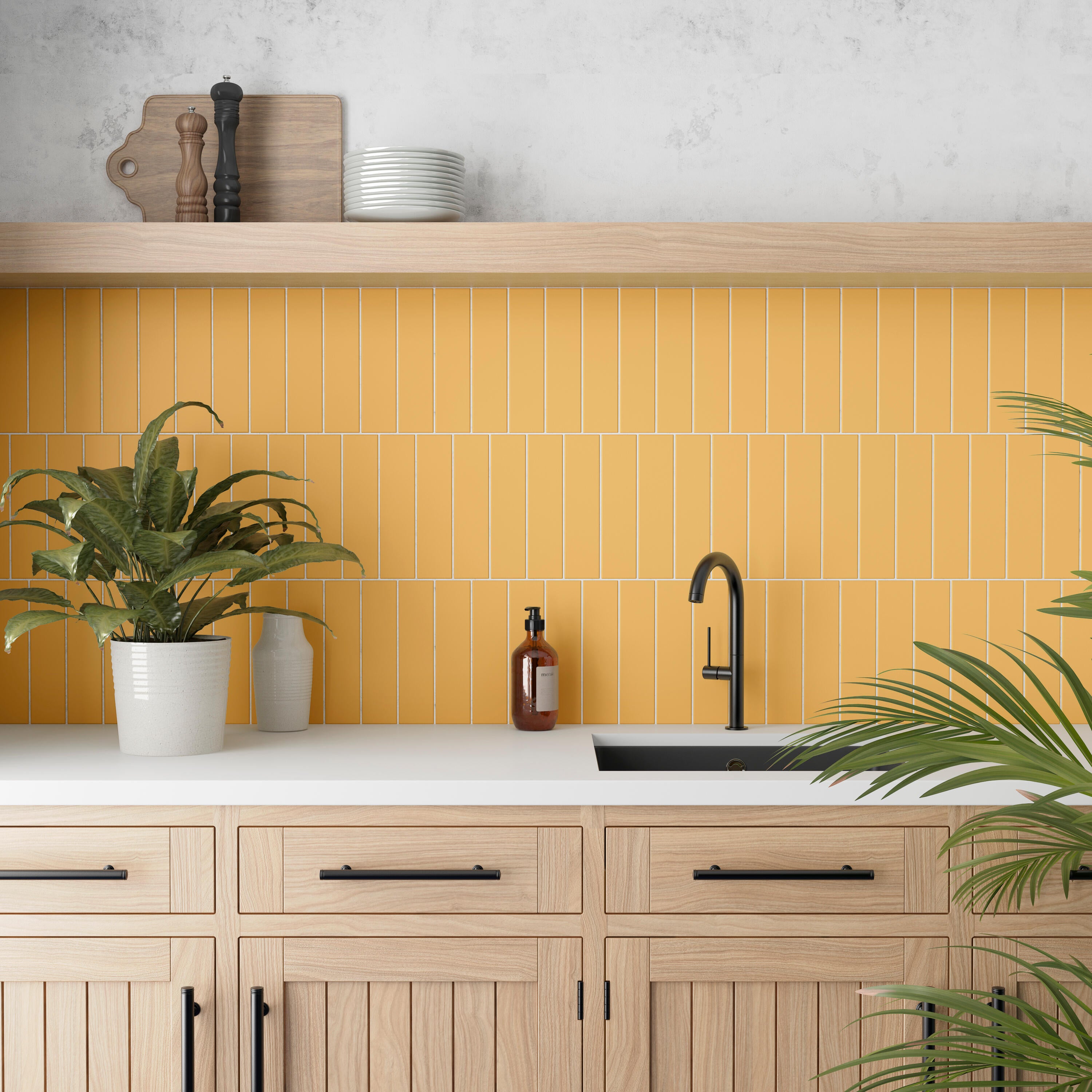 Carrelage mur intérieur jaune Bloom rectangle l.6 x L.24.6 cm | Leroy ...