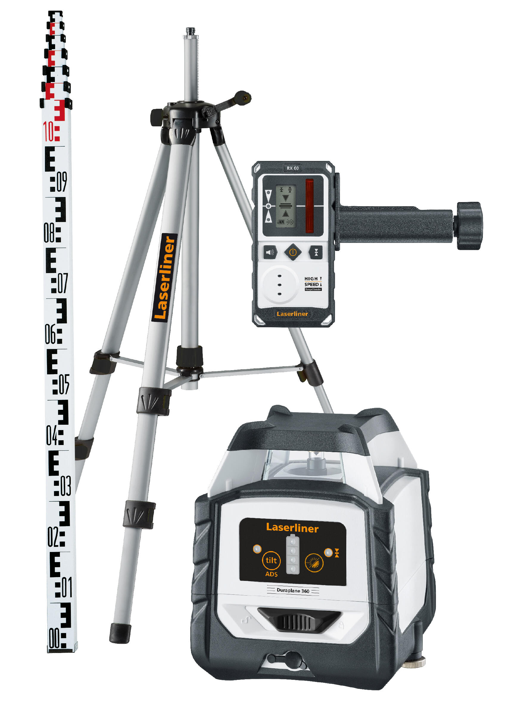 Niveau laser rotatif 360° rouge LASERLINER Kit Duraplane 360 + trépied ...