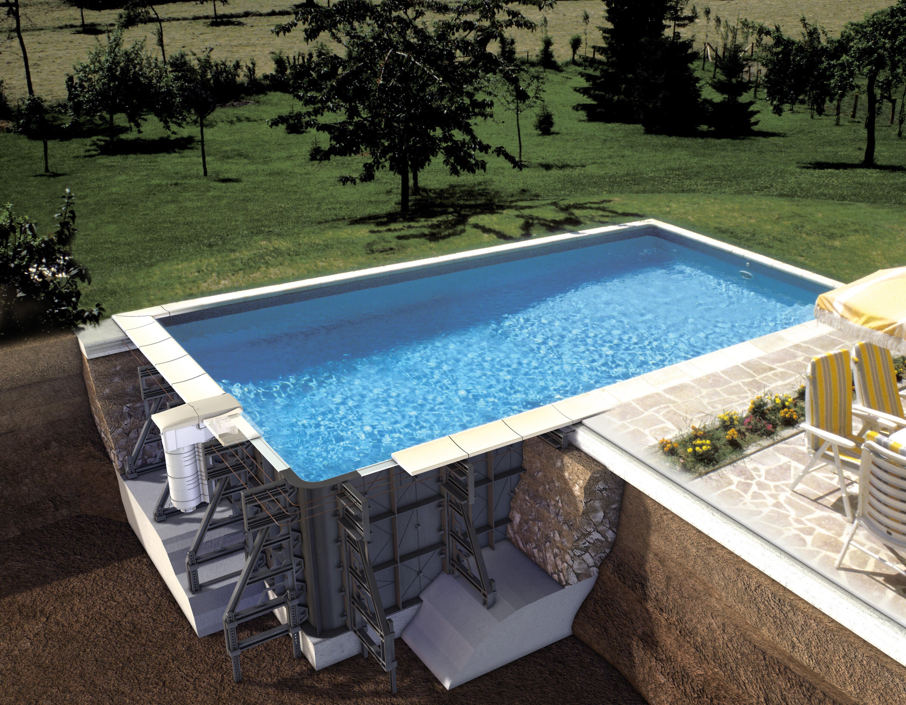 Piscine panneaux enterrée avec filtration, L.8 x l.4 x 1.5m BWT MYPOOL ...