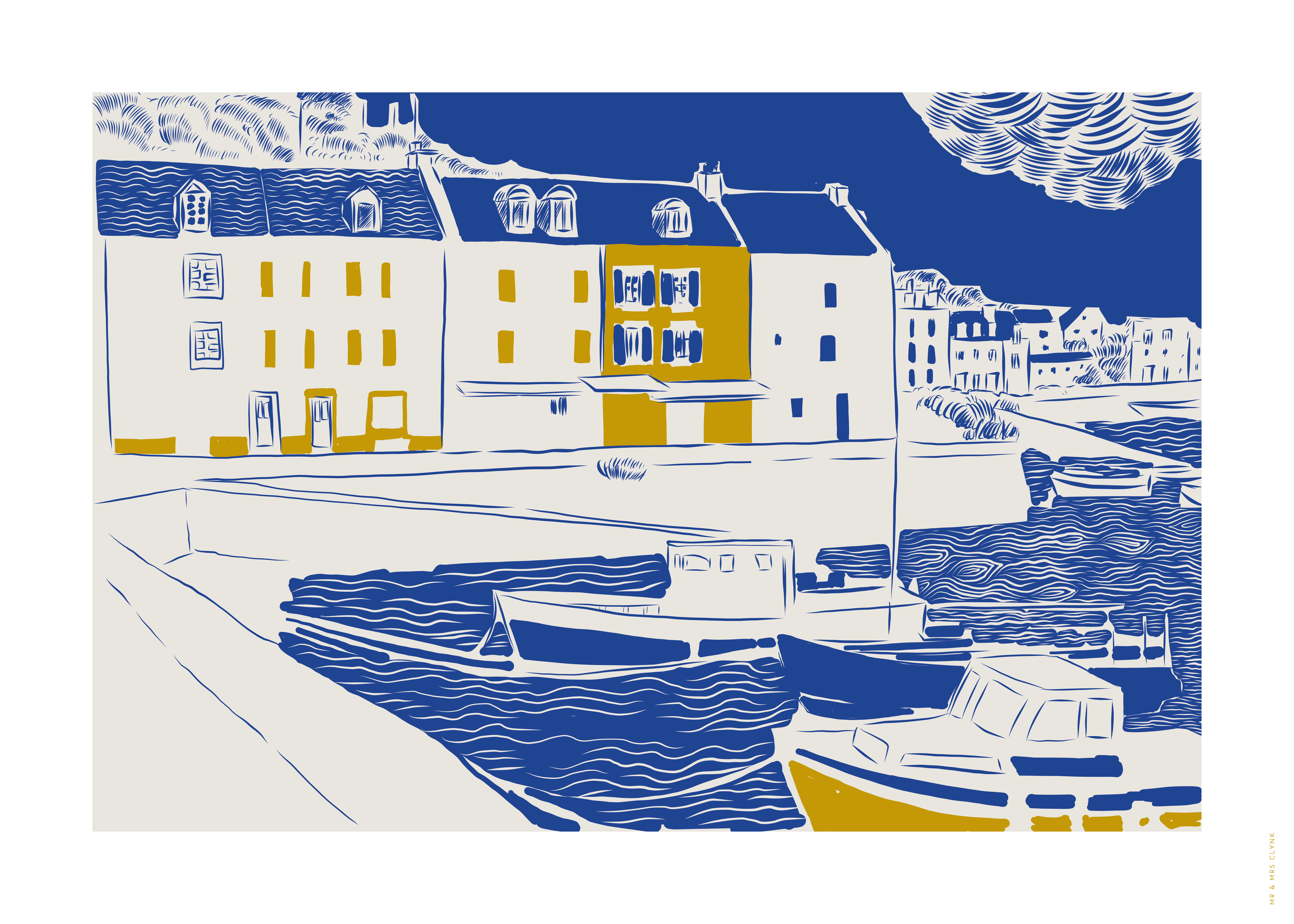 Affiche Mr & Mrs Clynk, Petit port l.70 x H.50 cm | Leroy Merlin