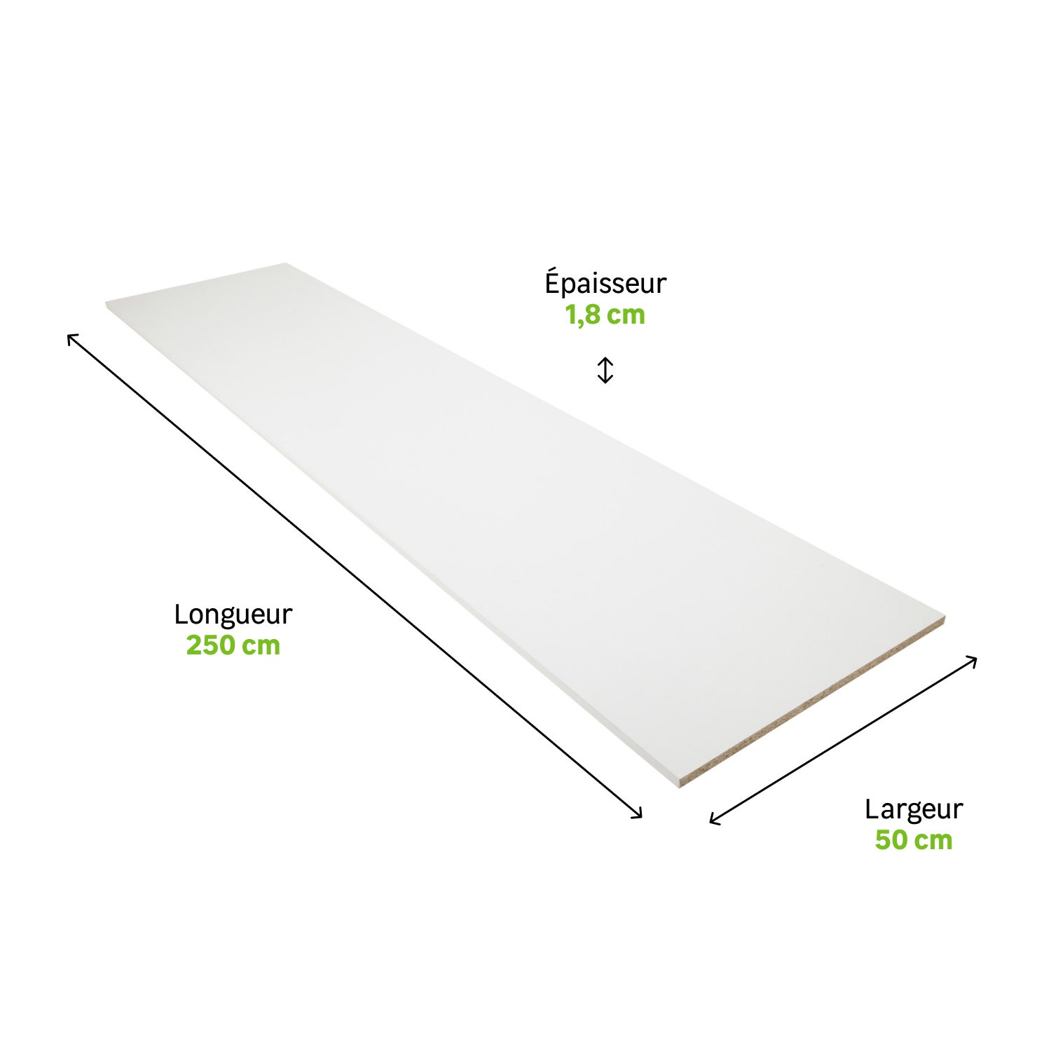 Tablette mélaminé blanc, L.250 x l.50 cm x Ep.18 mm | Leroy Merlin