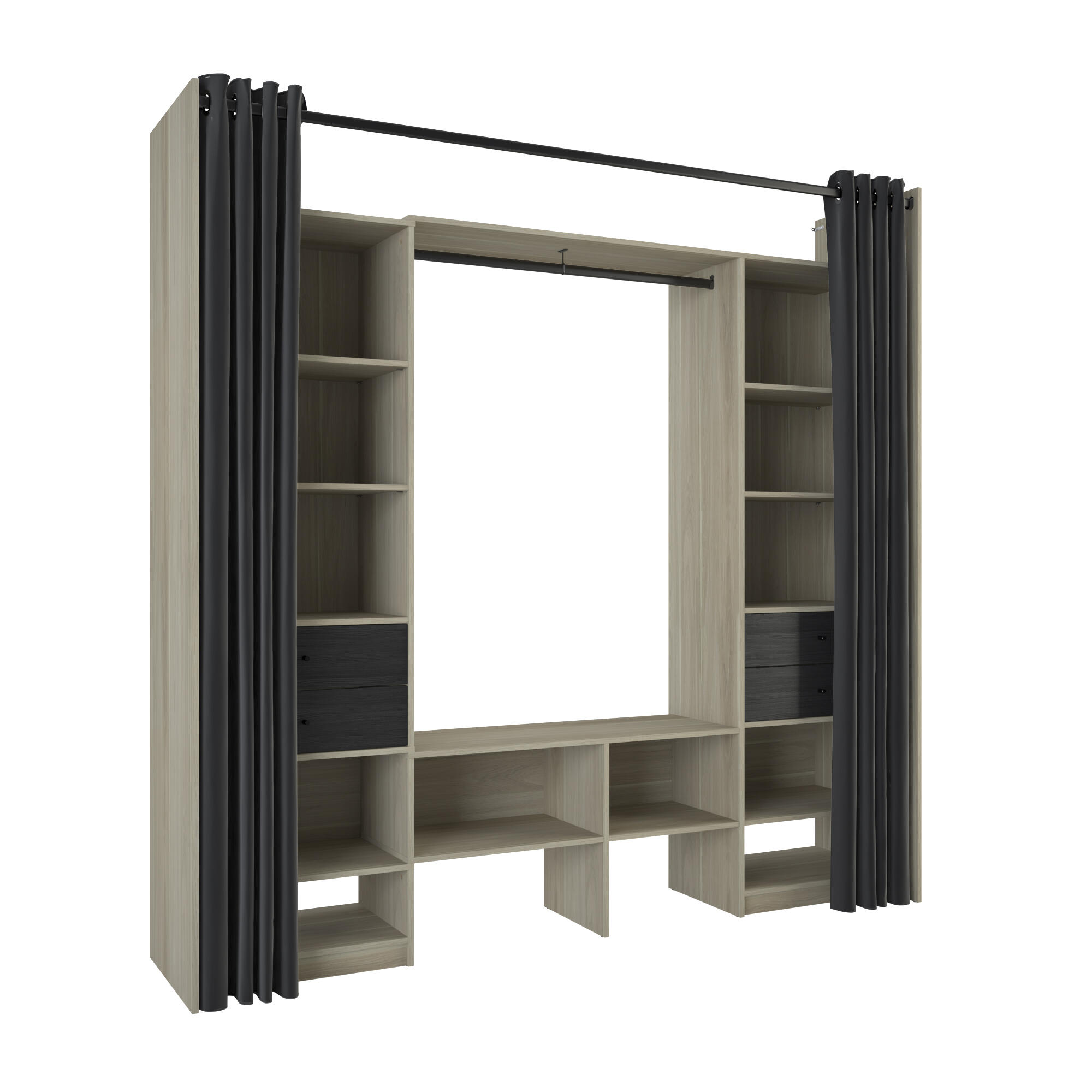 Kit dressing avec rideau chêne dakota Duo indus H.218.3 x l.163.7 à 219 ...