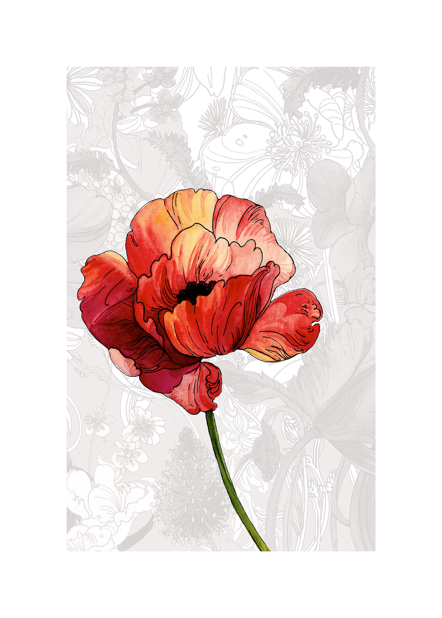 Affiche Fleur, rouge KOMAR l.50 x H.70 cm | Leroy Merlin