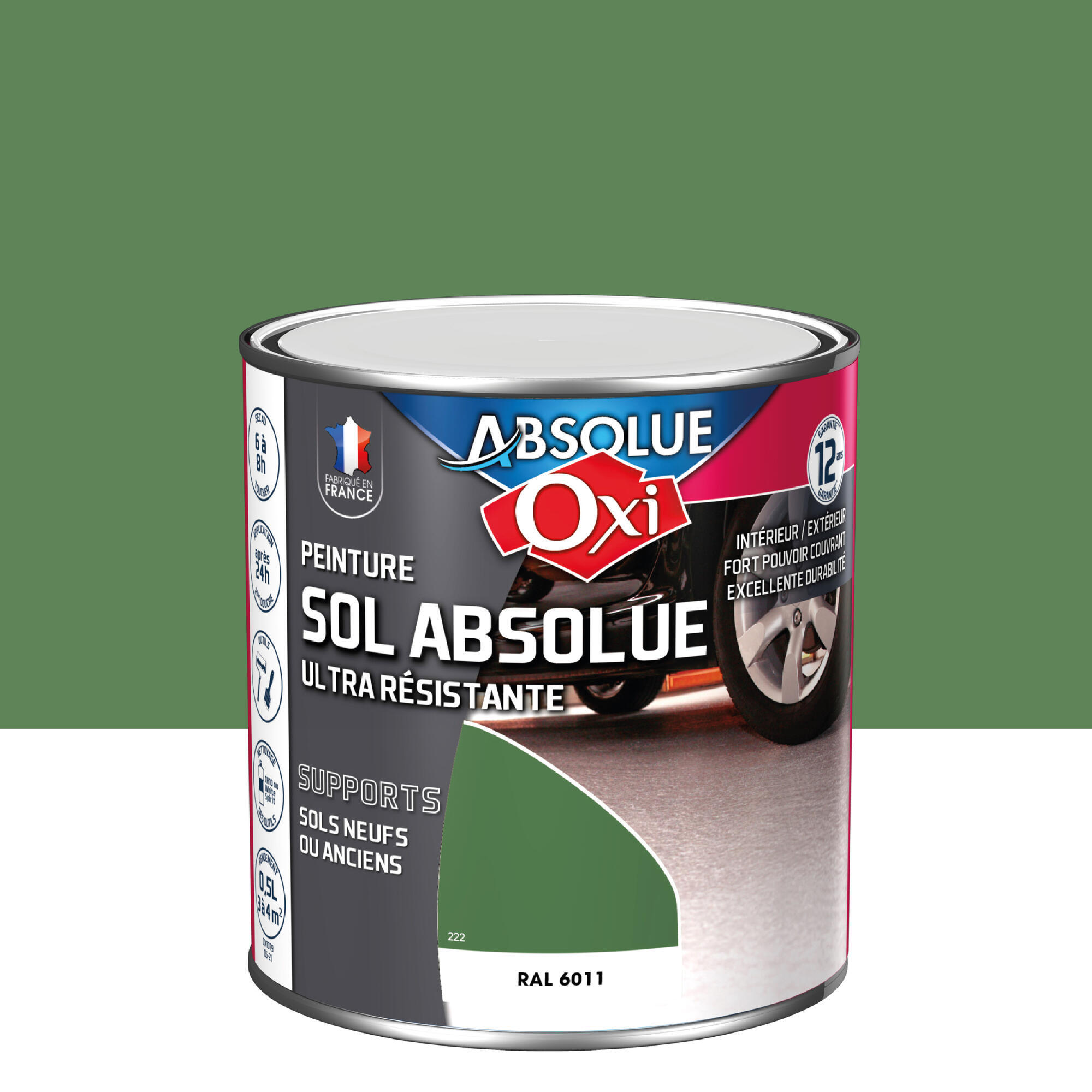 Peinture sol Absolue OXI, RAL 6011, vert réséda satiné, 2.5 l | Leroy ...