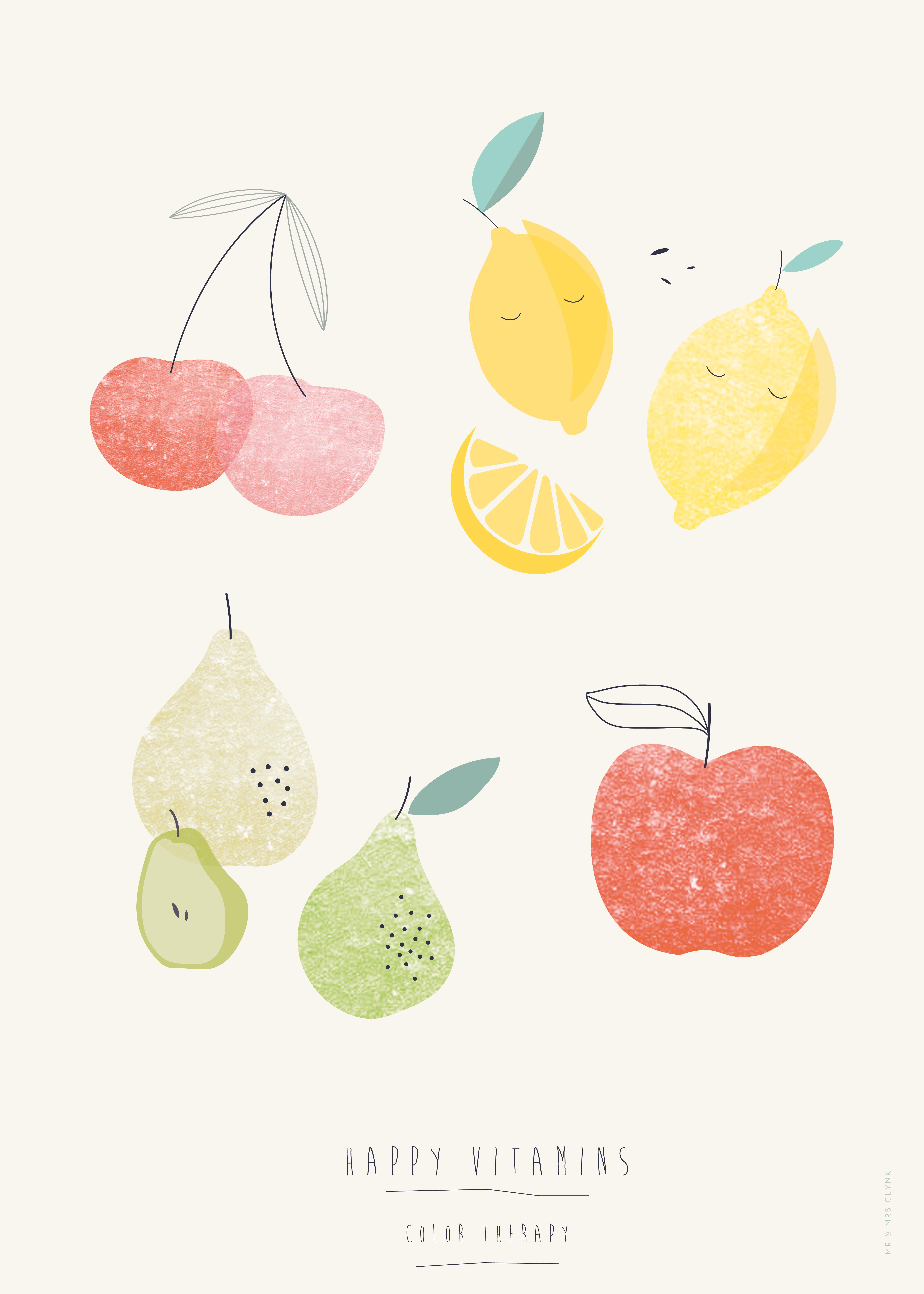 Affiche CLYNK HAPPY VITAMINS, multicouleur ART CANVAS l.40 x H.30 cm ...