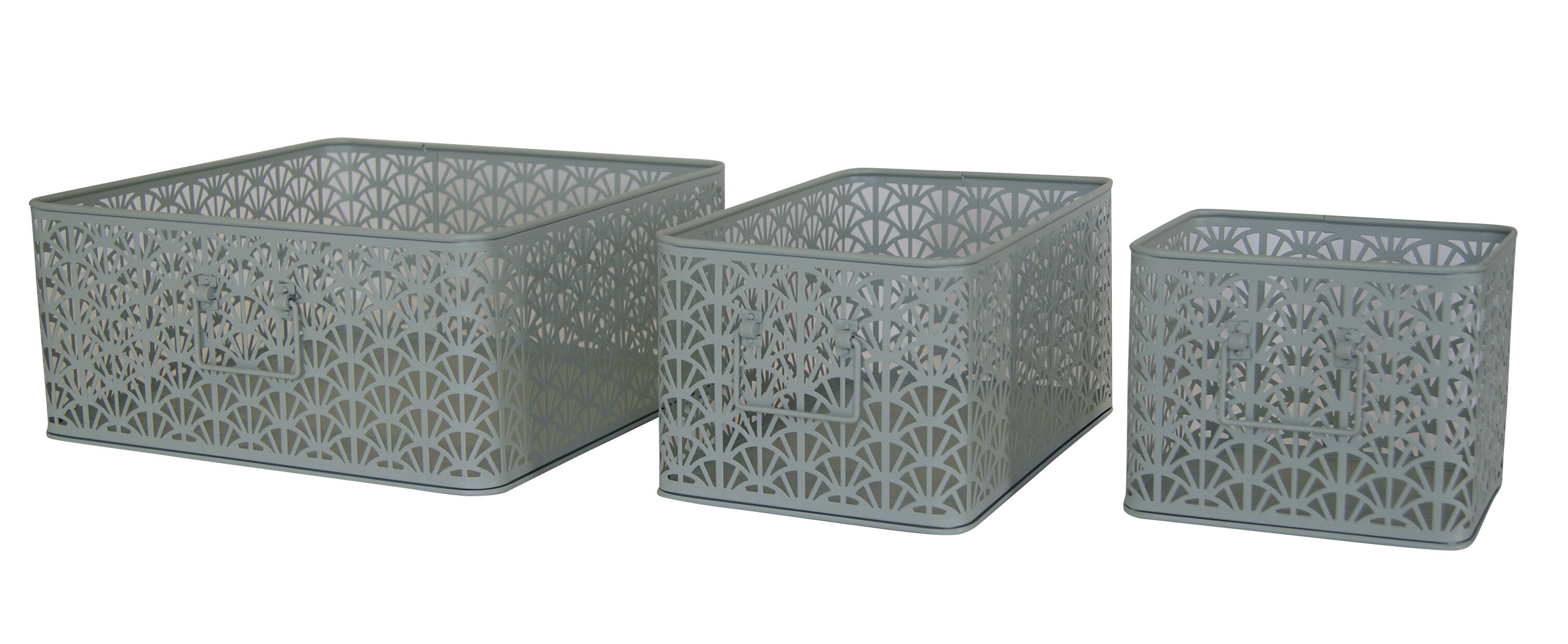 Lot de 3 paniers BOX & BEYOND acier vert - 3 tailles | Leroy Merlin