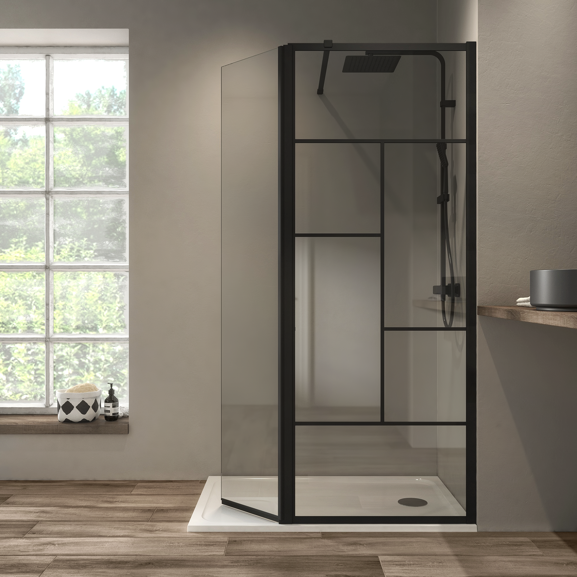 Douche italienne receveur easy blc 90x120+paroi Studio industriel ...