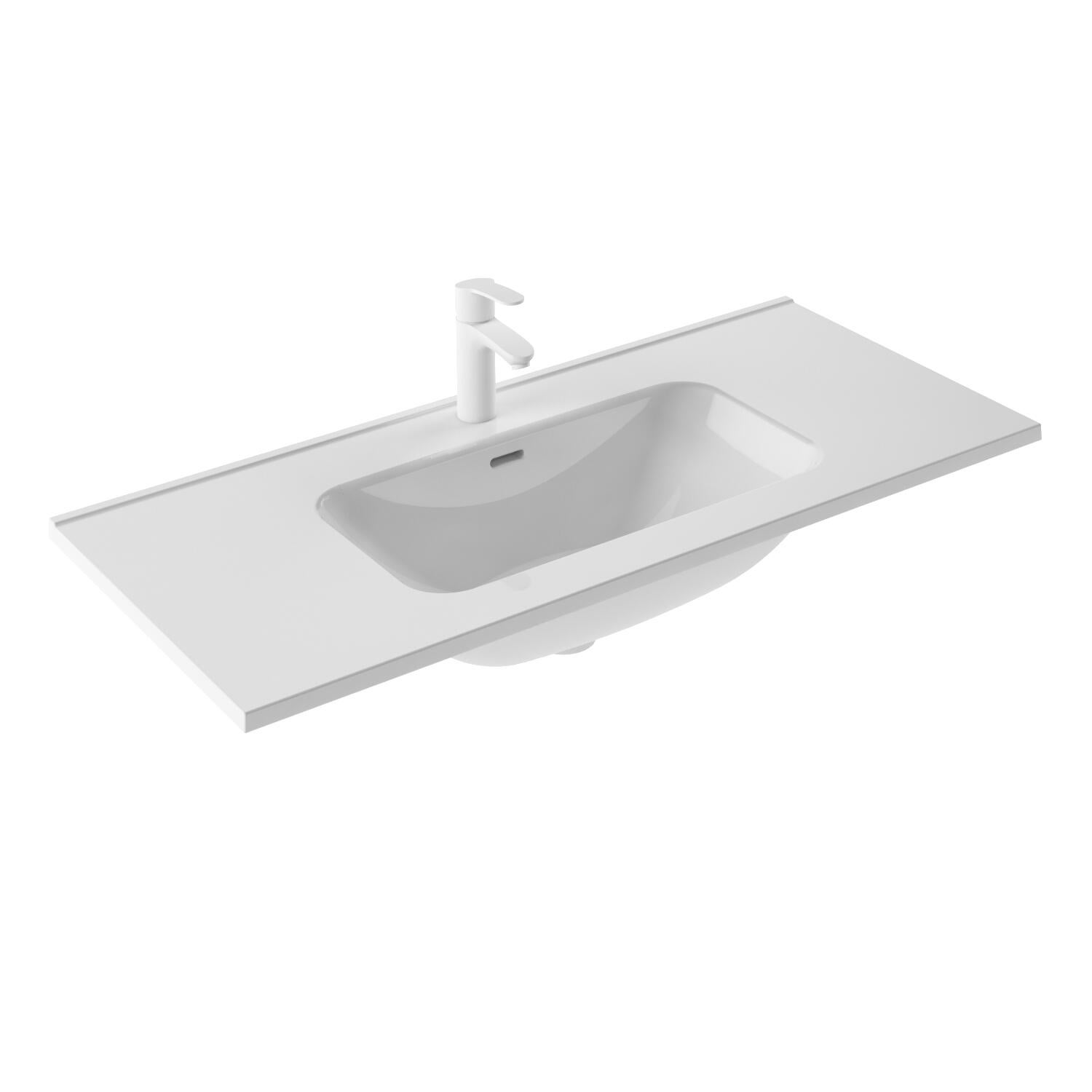 Plan vasque simple Enzo Céramique blanc l.101 x P.46 cm | Leroy Merlin
