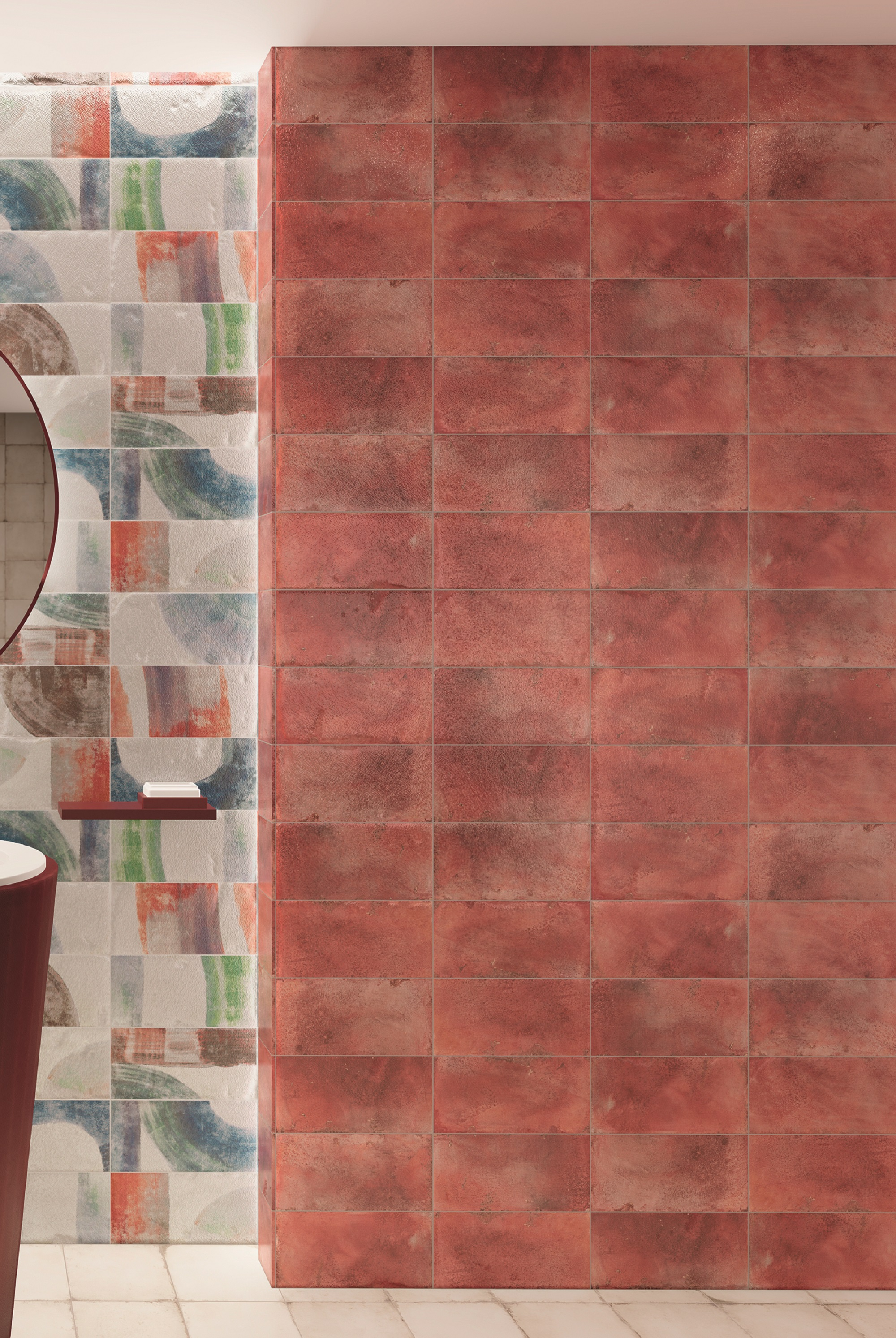 Azulejo cerámico Riviera efecto piedra rojo 15x30 cm | Leroy Merlin