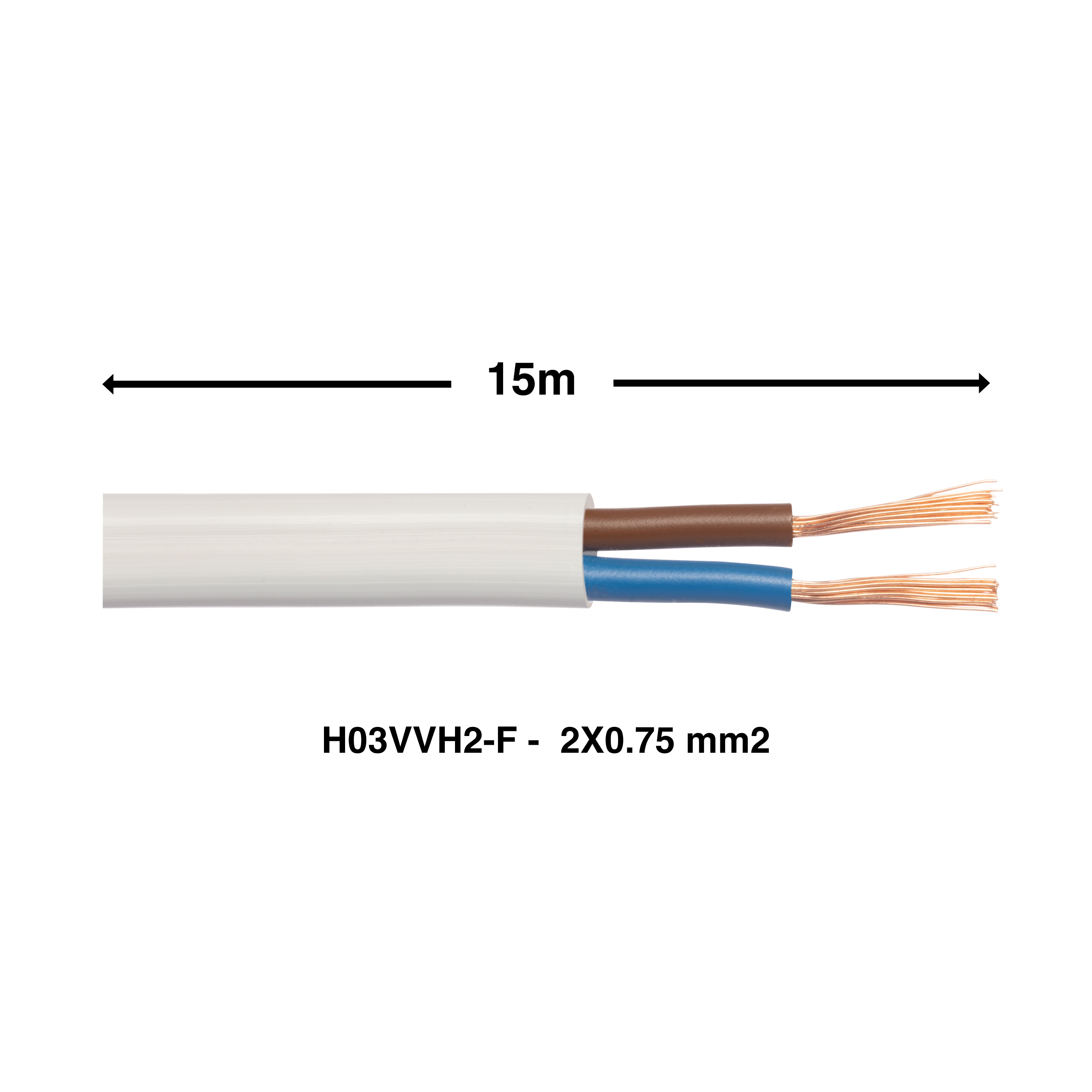 Câble électrique 2x0.75 mm² h03vvf L. 15m blanc | Leroy Merlin