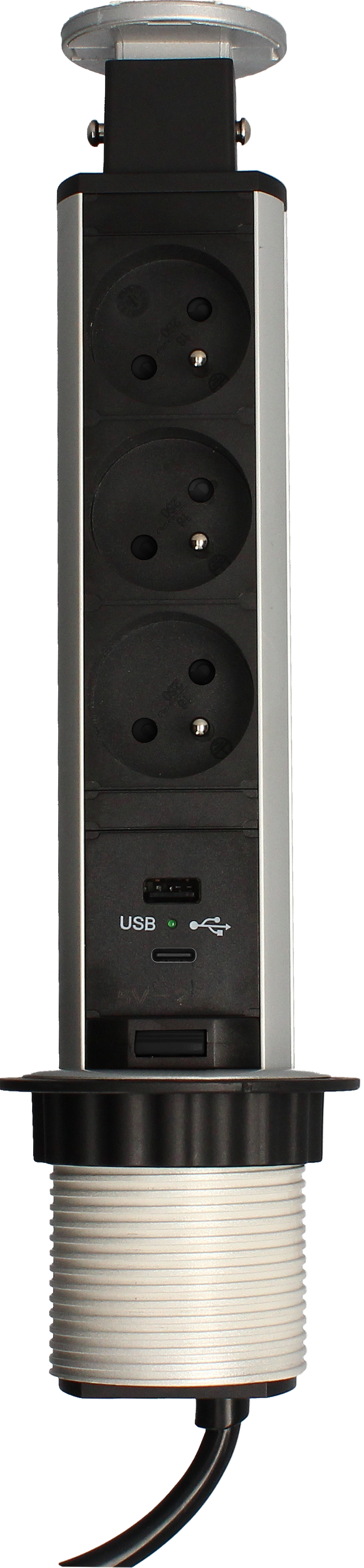 Bloc encastrable 2 ports usb A et usb C, 3 prises gris ARLUX | Leroy Merlin