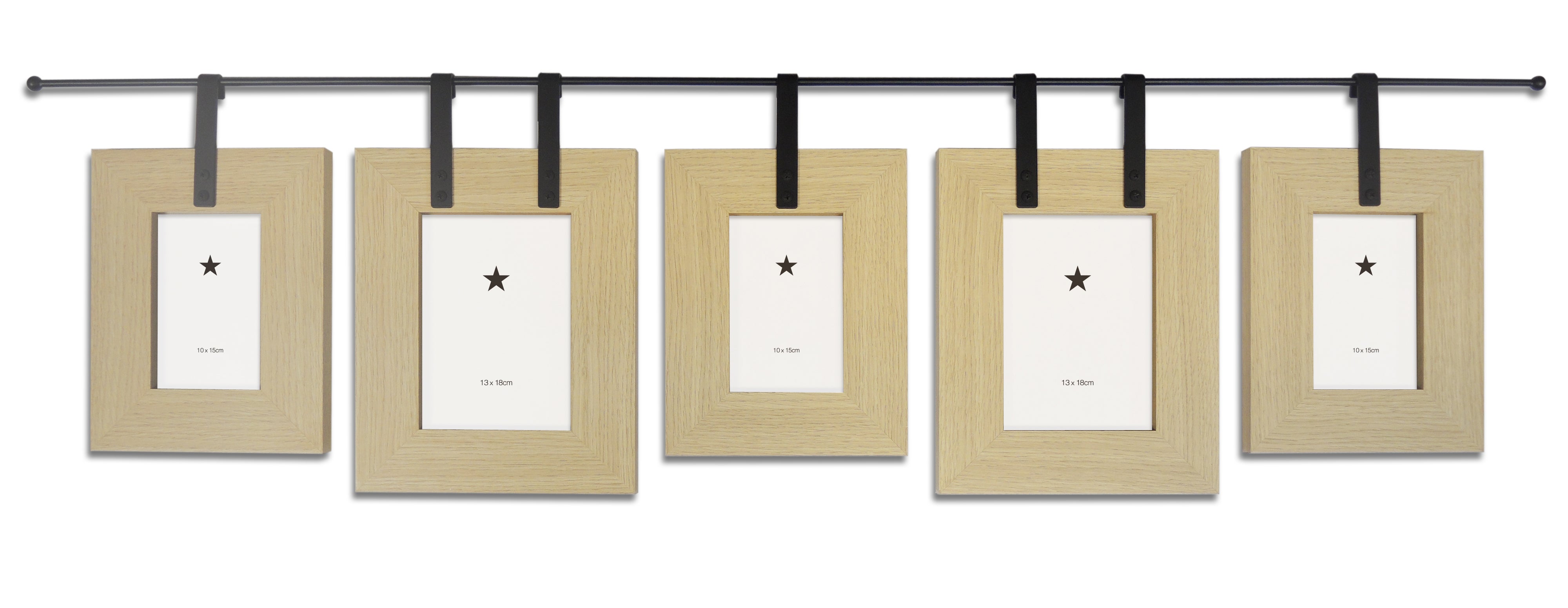 Cadre photo multiple Multivues atelier chêne, Industriel H.32.5 x l.119 ...