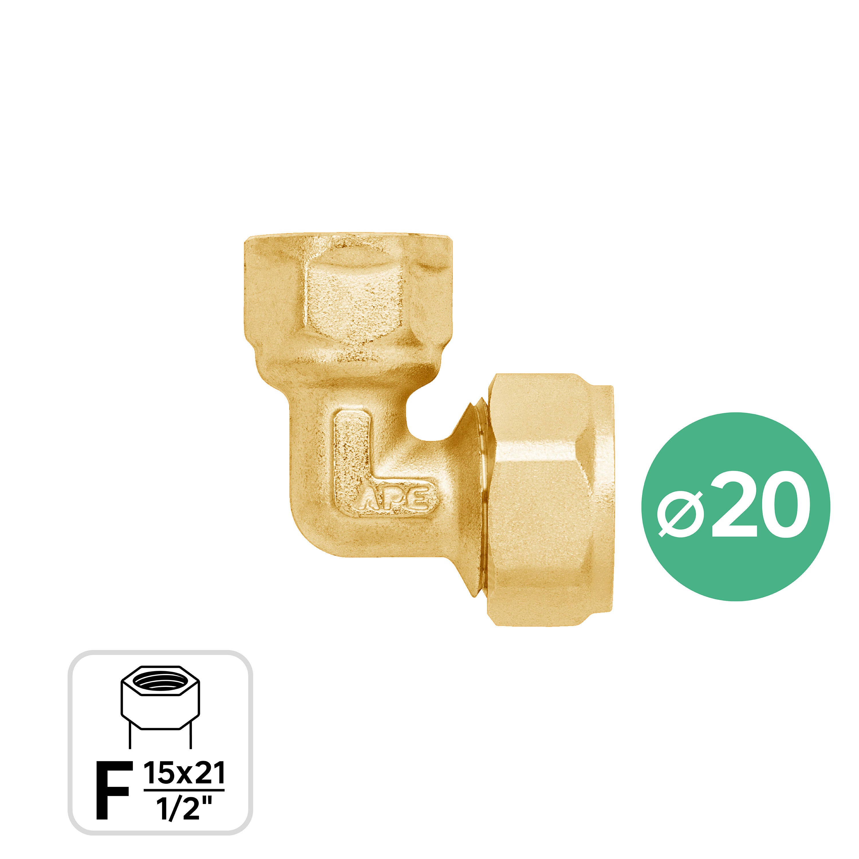 Curva per tubo 90° EQUATION in ottone F1/2" ø20 mm L 48 mm | Leroy Merlin