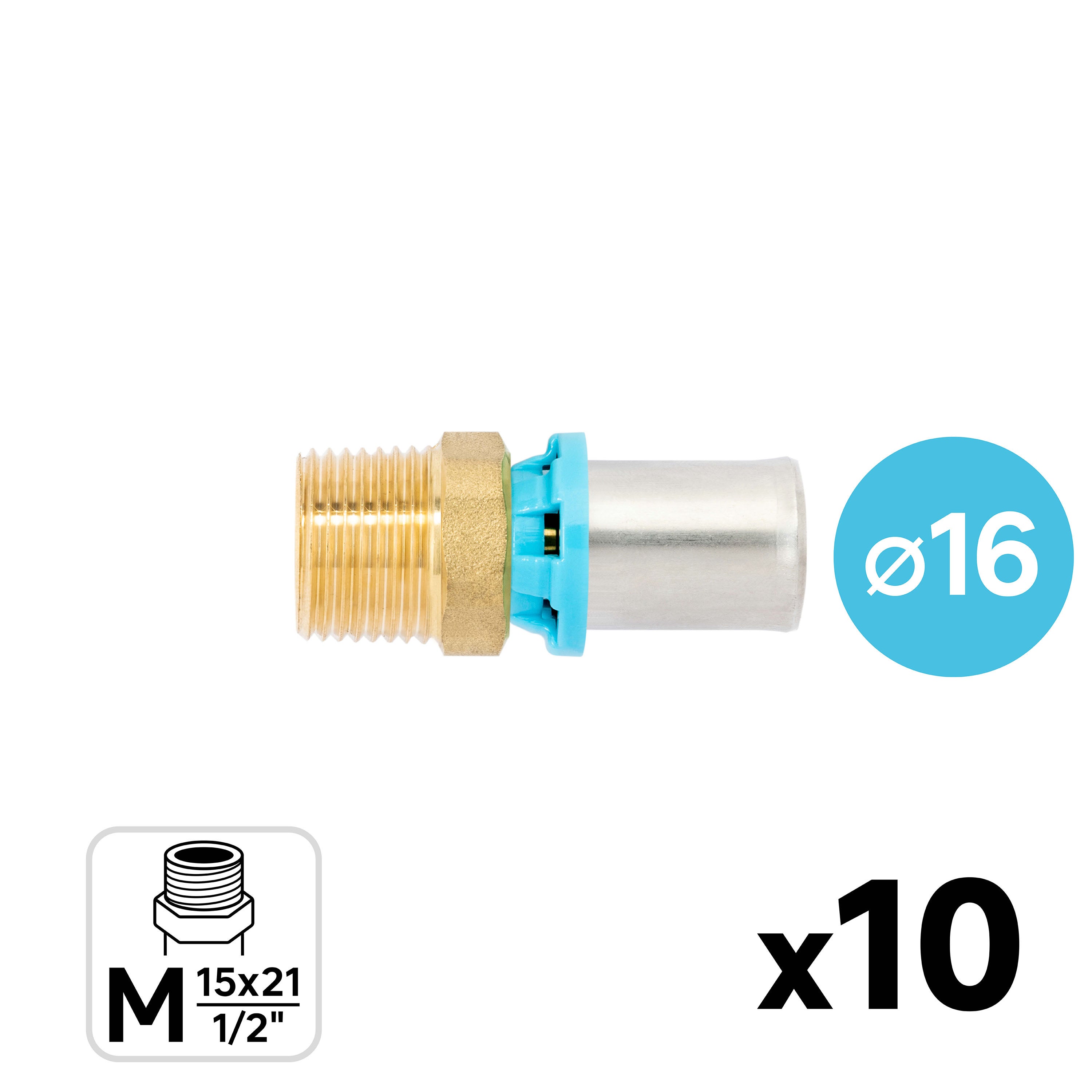 Lot de 10 raccords à sertir multicouche ⌀ 16 M15x21 (1/2"), Equation | Leroy Merlin