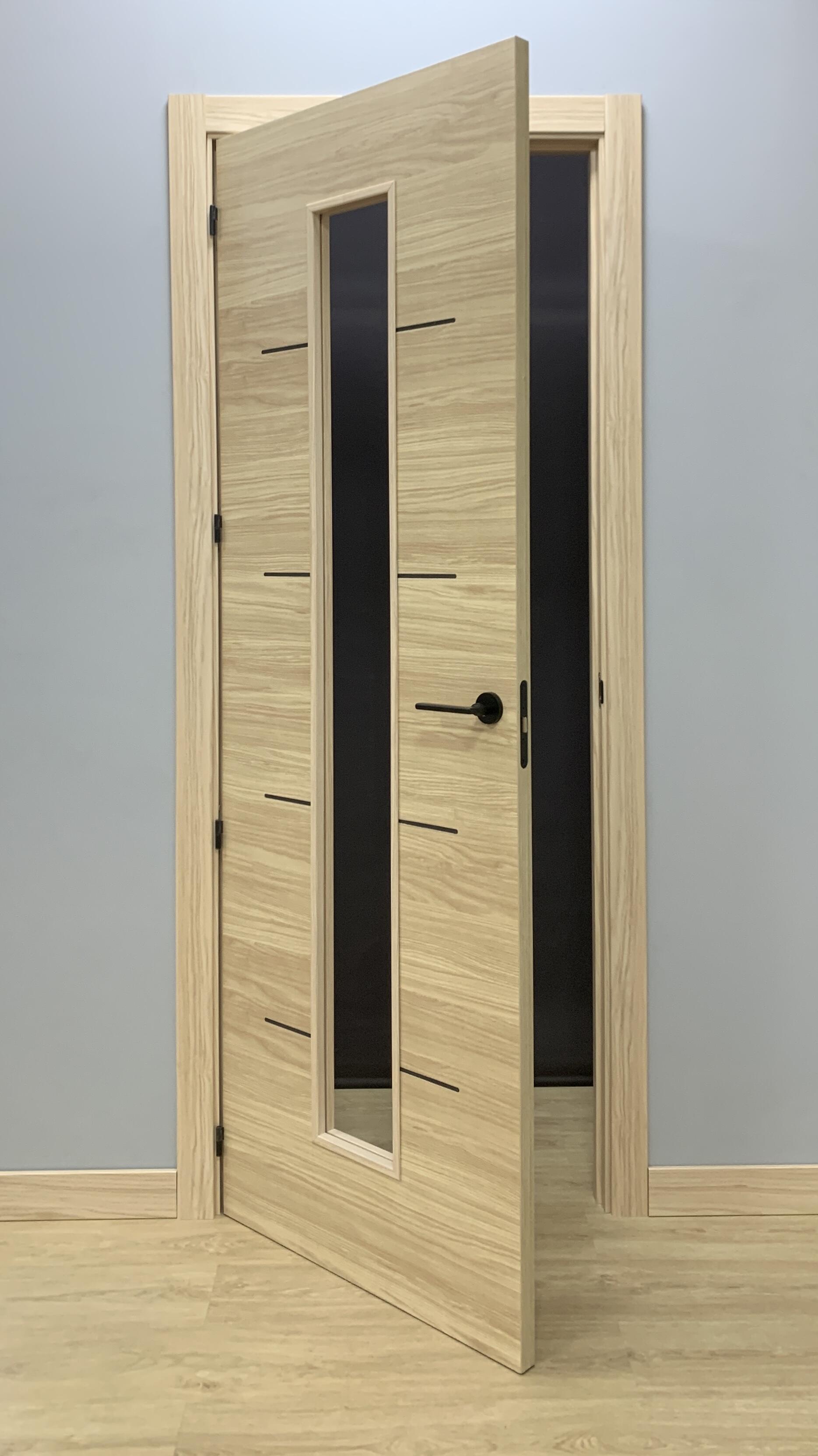 Pack puerta interior SAHARA ROBLE vidriera 72,5 cm DERECHA + molduras ...