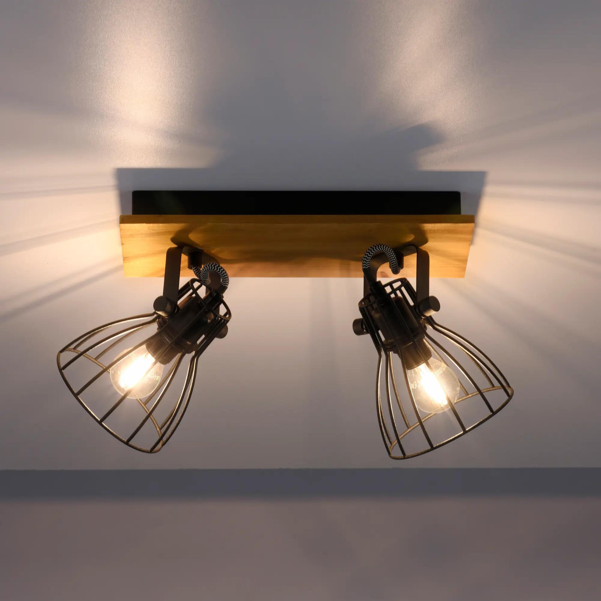 Barra 2 luces Taro E14 Madera/Negro | Leroy Merlin