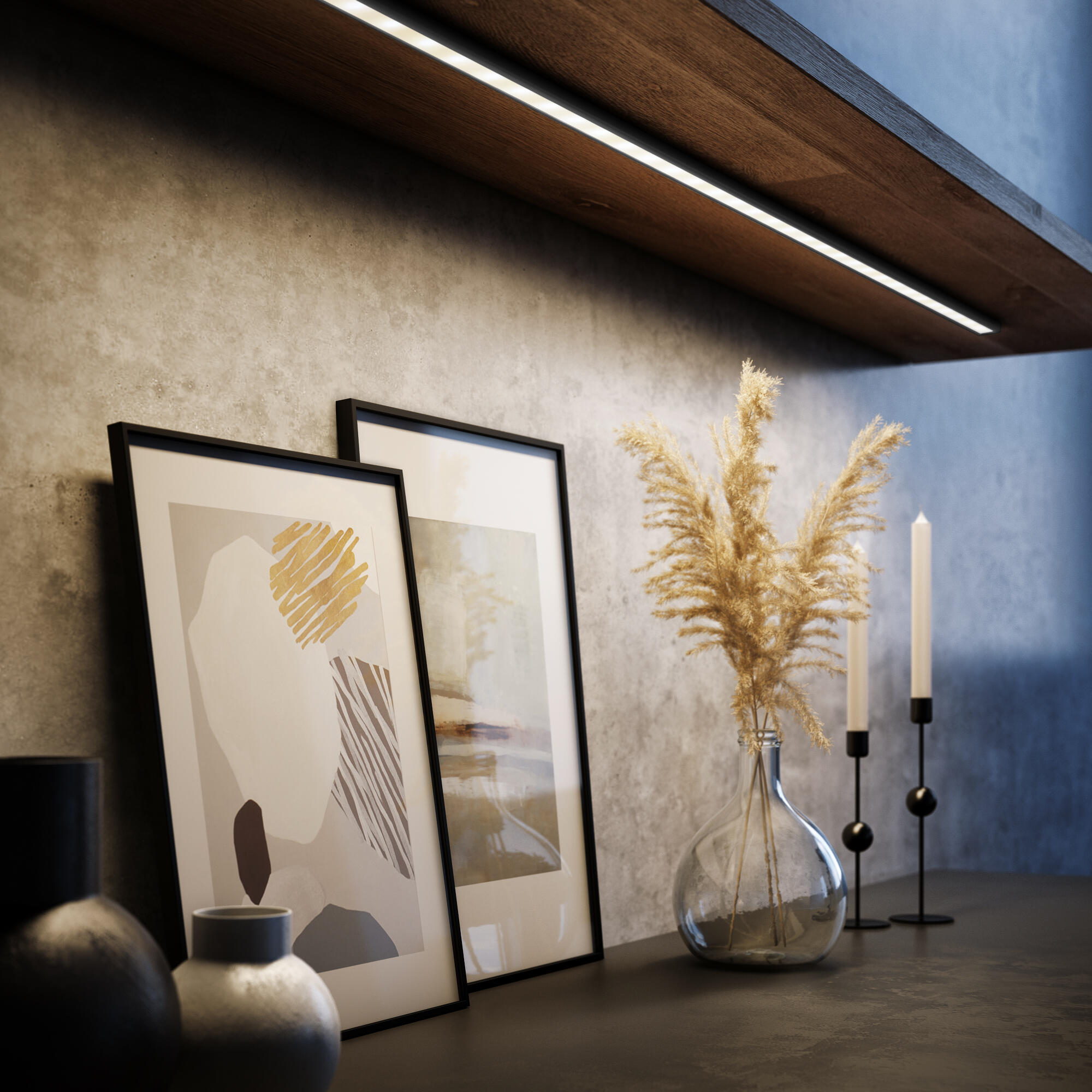 Profilé plat 2 mètres pour ruban LED, noir, INSPIRE | Leroy Merlin