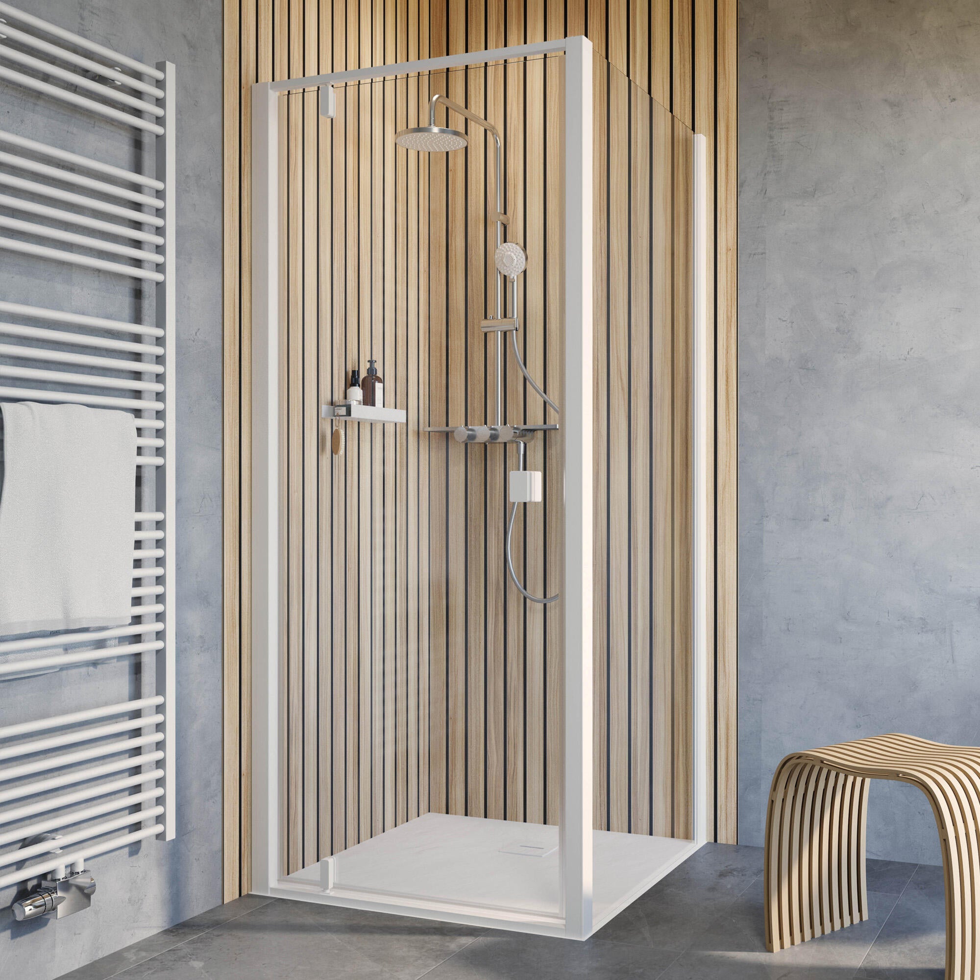 Paroi de douche pivotante verre sans finition / transparent 100 cm ...