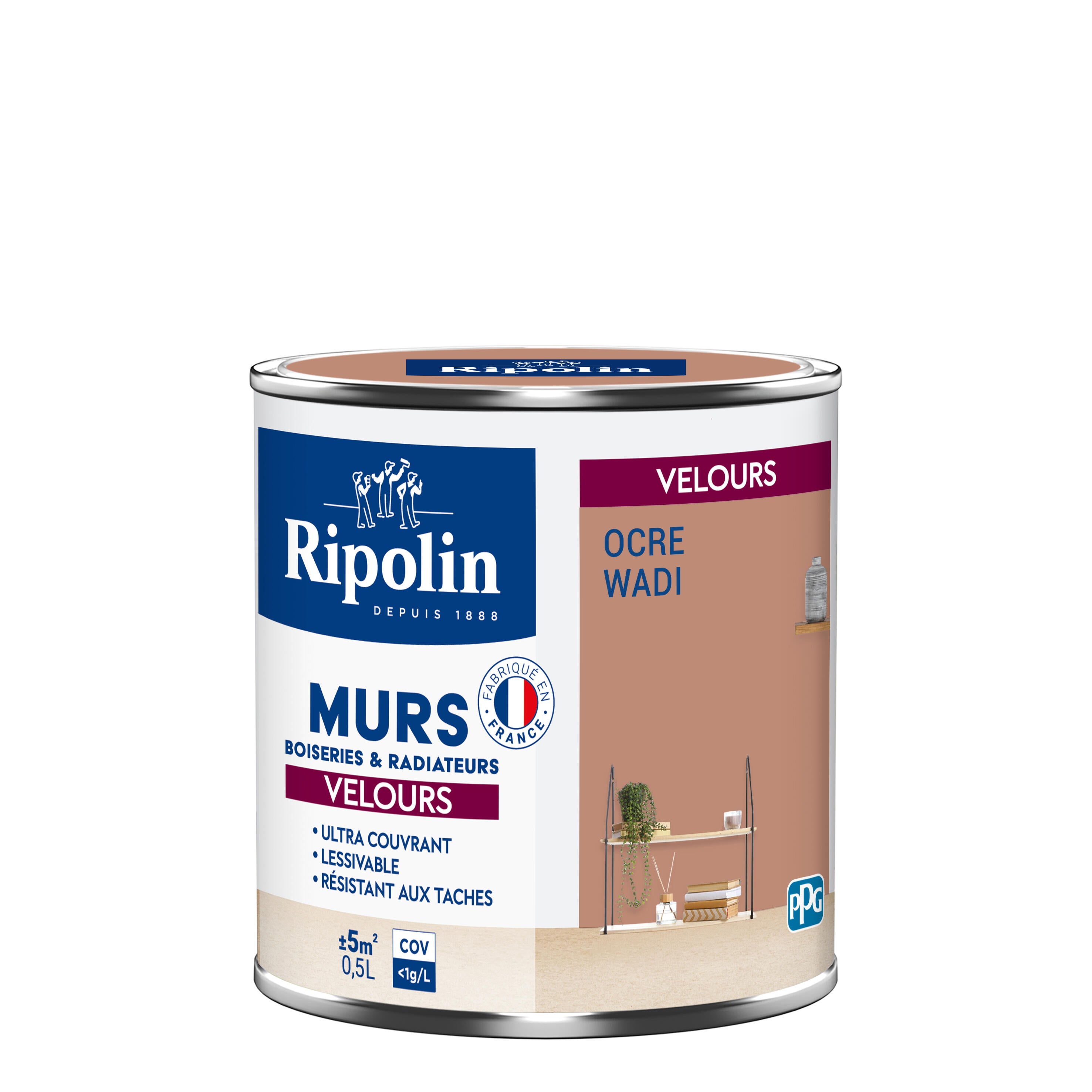 Peinture mur ocre wadi velours RIPOLIN Intérieur 0.5l | Leroy Merlin
