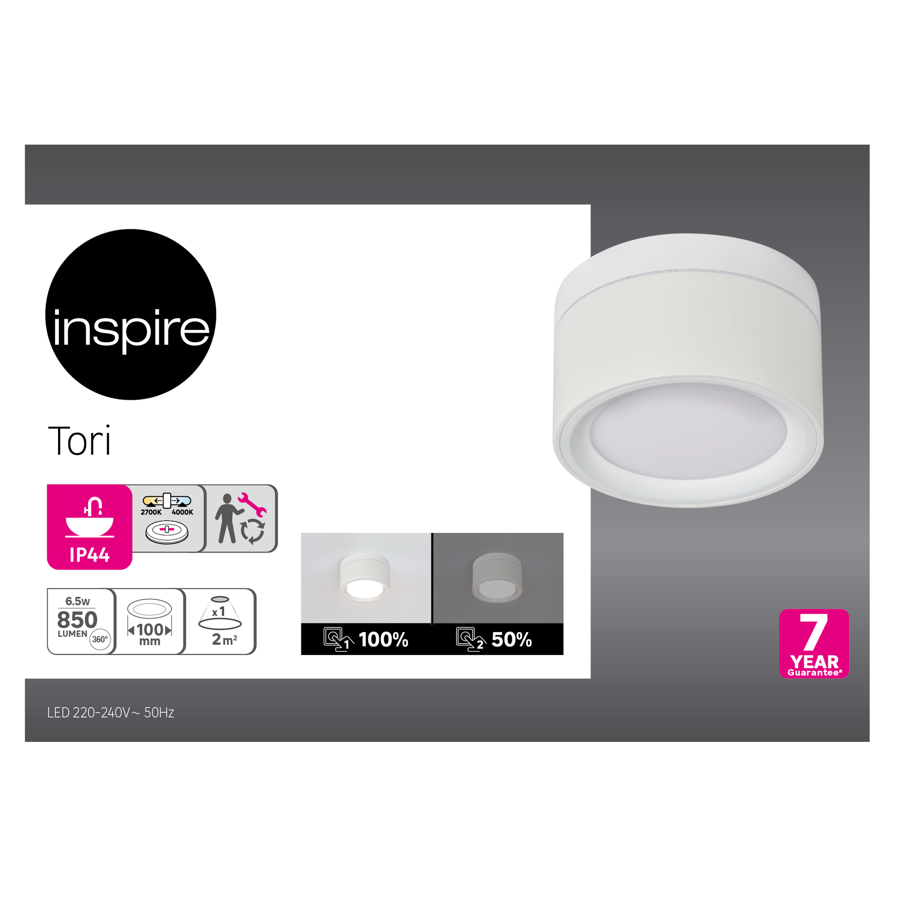 Spot à fixer Led D10 cm, variations blanc et intensité, métal blanc ...