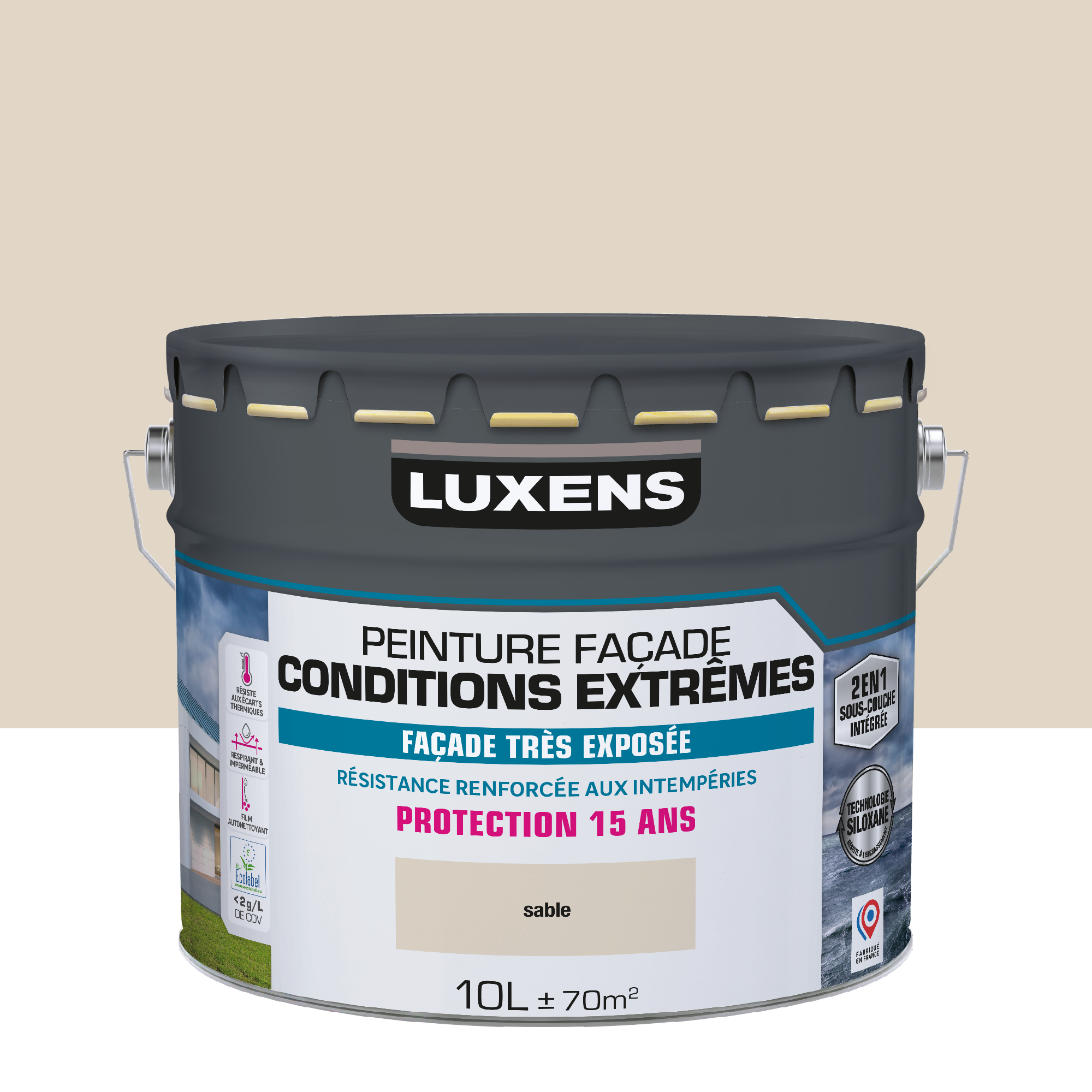 Peinture extérieure façade Conditions extrêmes LUXENS sable mat 10l ...