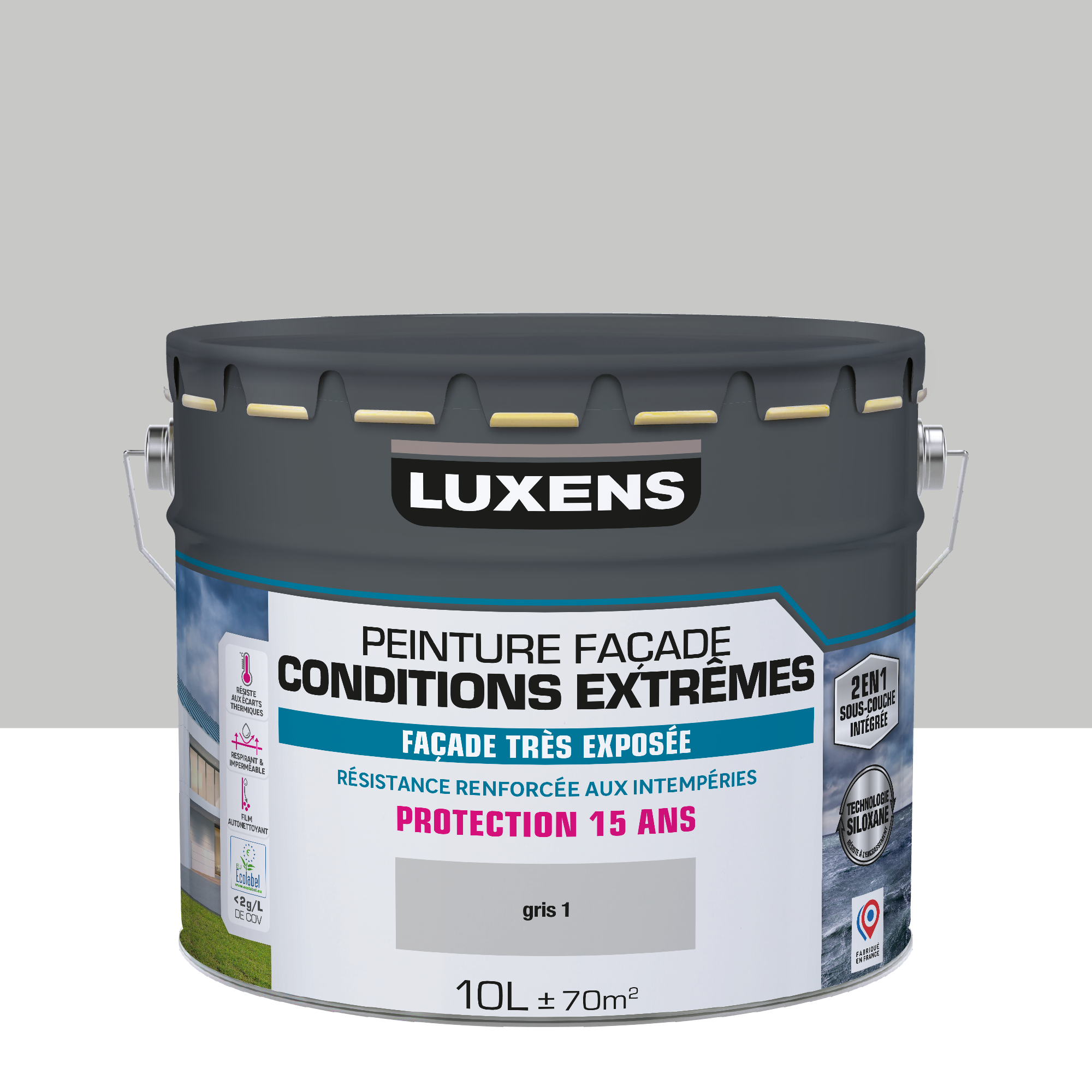 Peinture extérieure façade Conditions extrêmes LUXENS gris 1 mat 10L ...