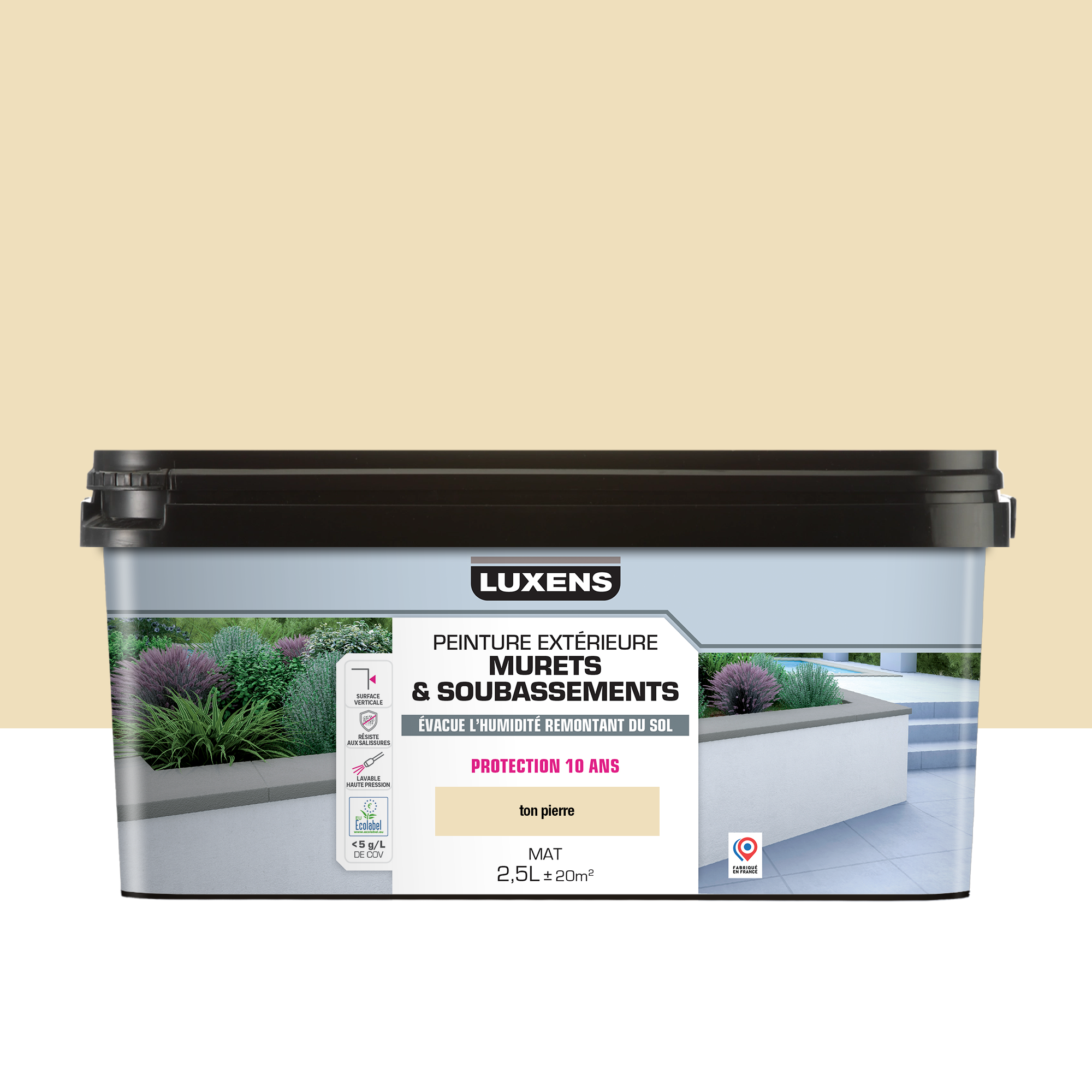 Peinture extérieure muret, soubassement LUXENS ton pierre mat 2.5l ...