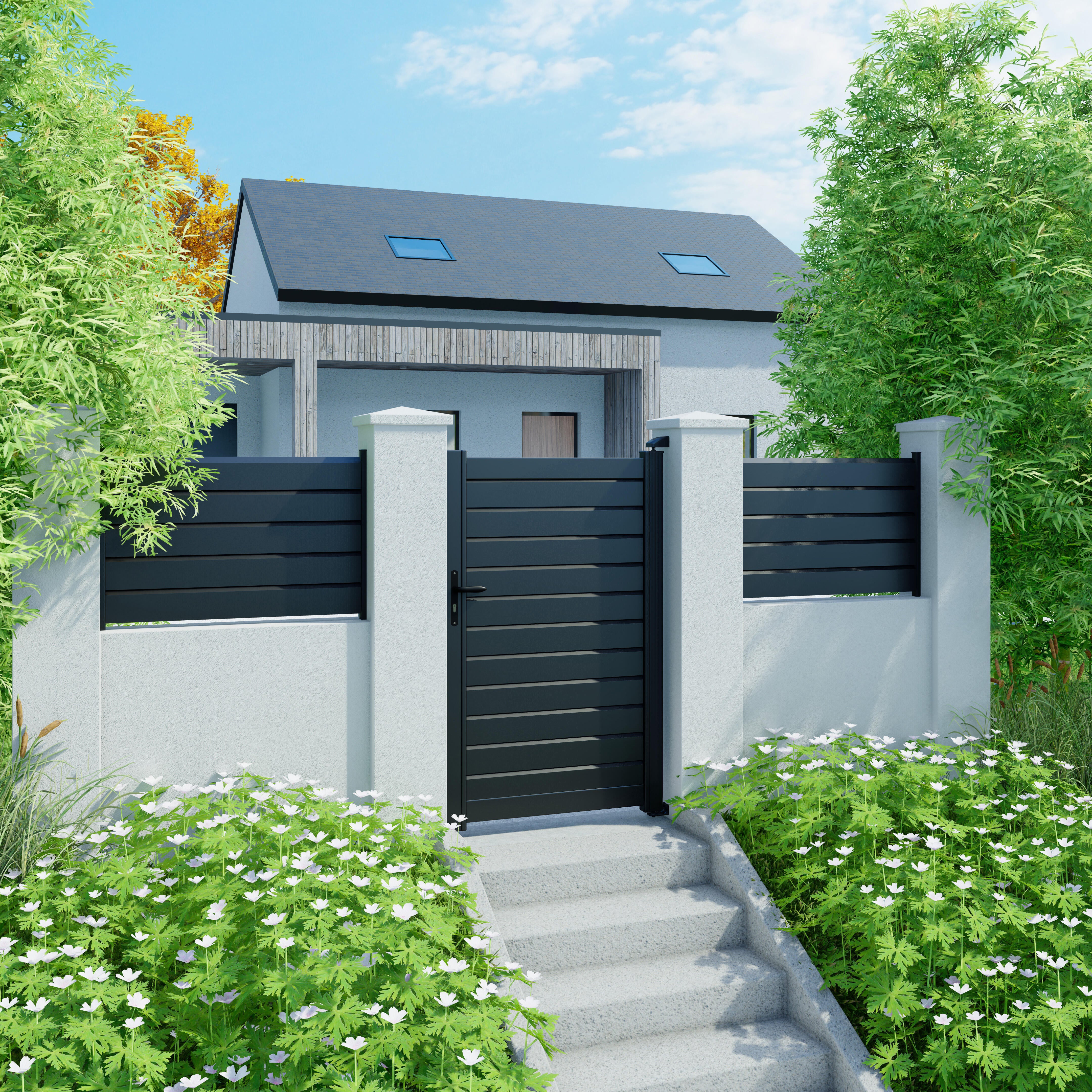 Portillon battant aluminium Zef, noir, Klos up!, l.99 x H.157,4 cm ...