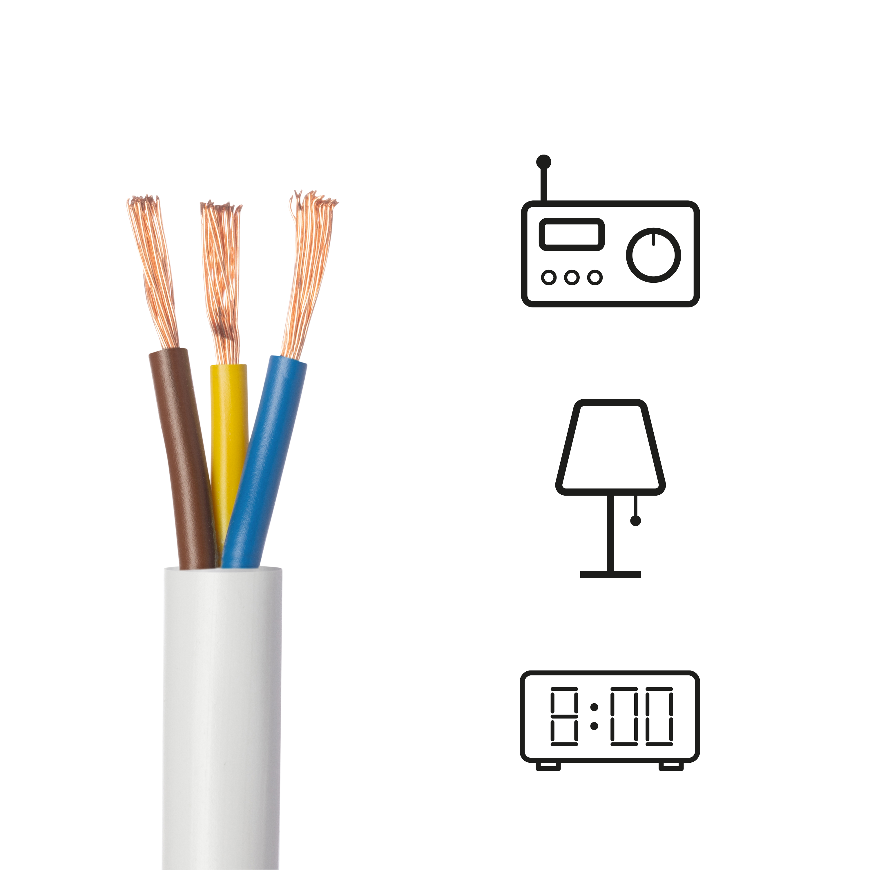 Câble électrique 3G0.75 mm² h03vvf L. 5m blanc | Leroy Merlin