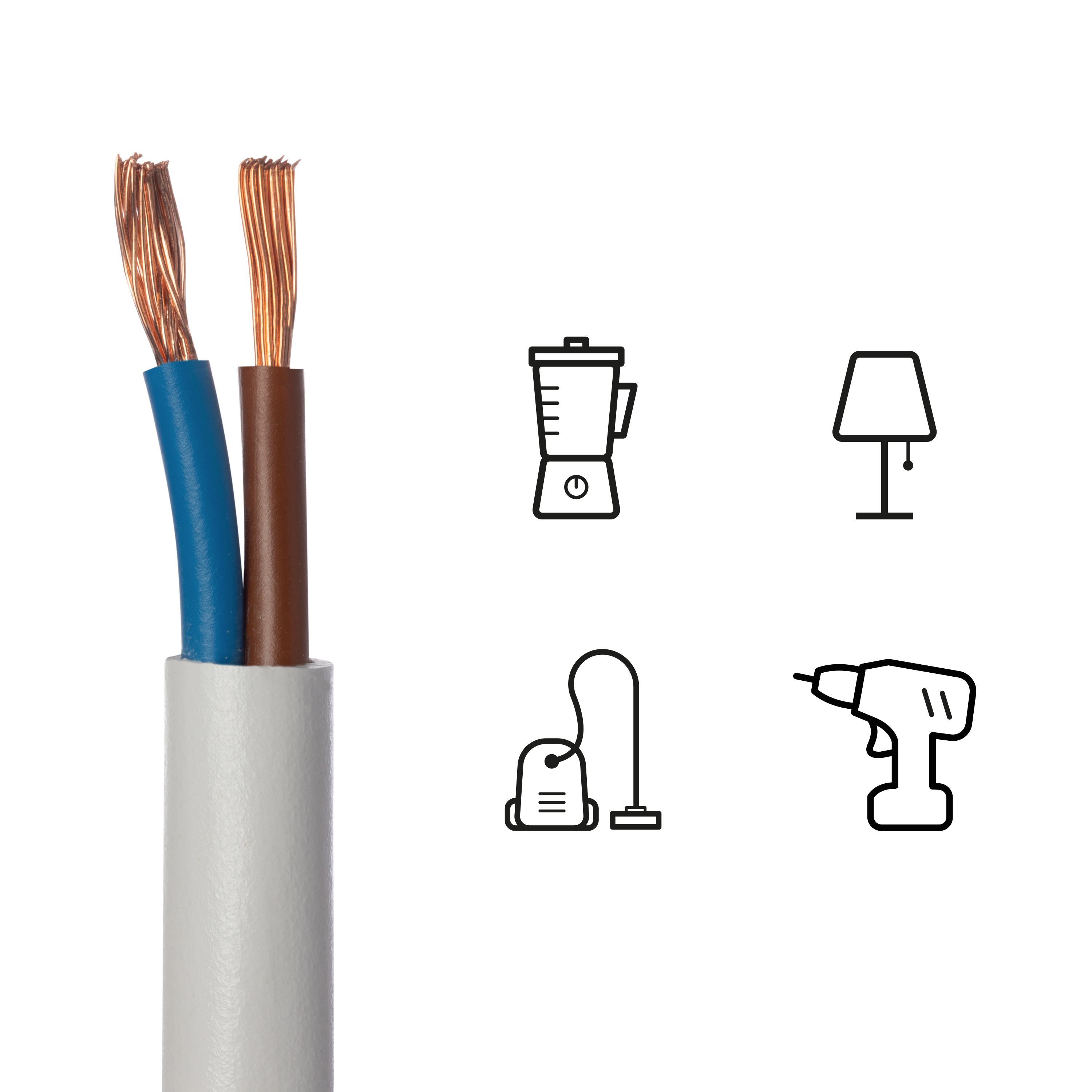 Câble électrique 2x1.5 mm² ho5vvf L. 15m blanc | Leroy Merlin