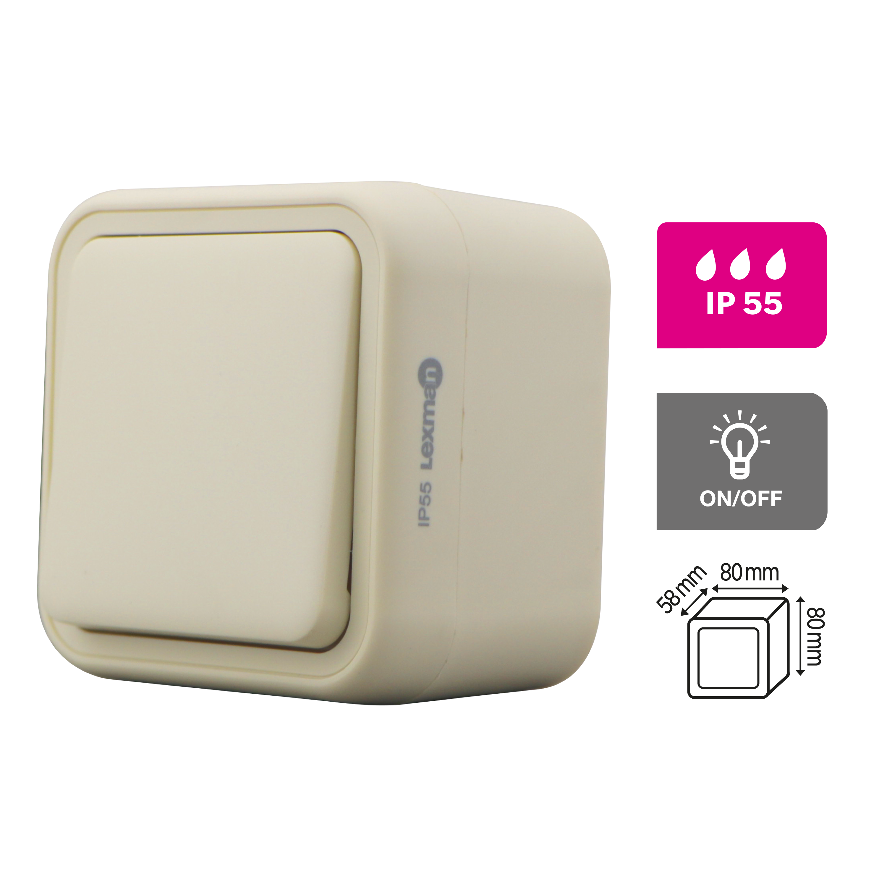Interruptor LEXMAN Trail IP55 color blanco | Leroy Merlin
