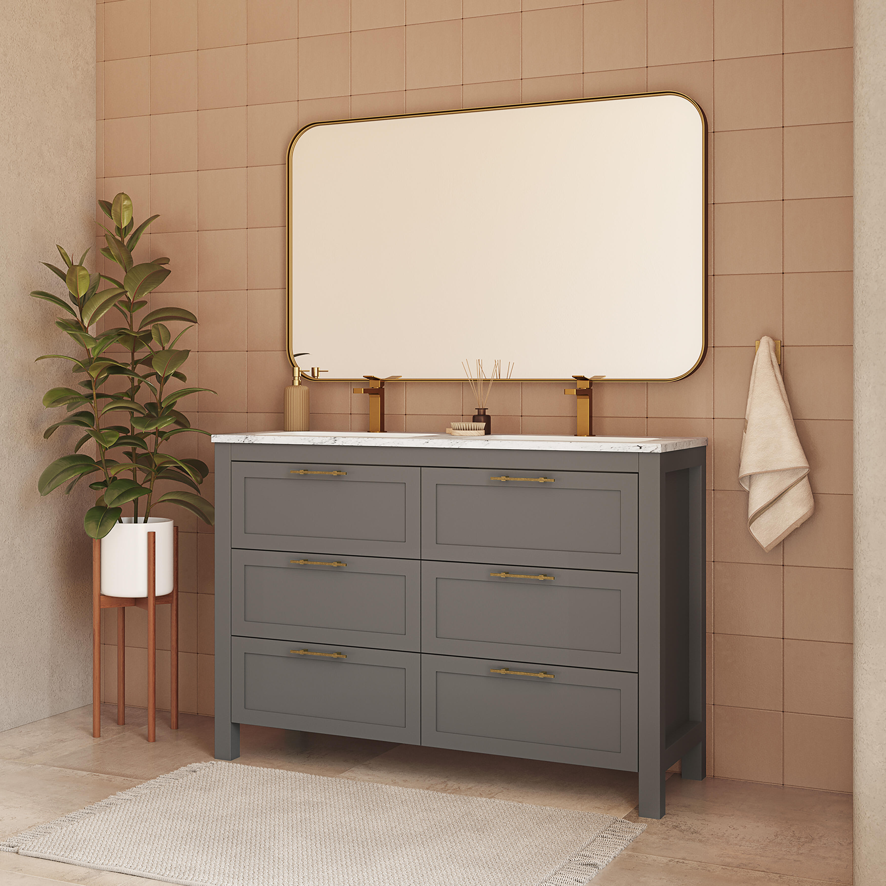 Meuble double vasque l.120 x H.85 x P.45 cm, Kende | Leroy Merlin