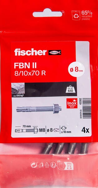 Lot de 4 fbn ii Goujon FBN II 8x71 10/20 A4-4B FISCHER, Ø8 x L.70 mm ...