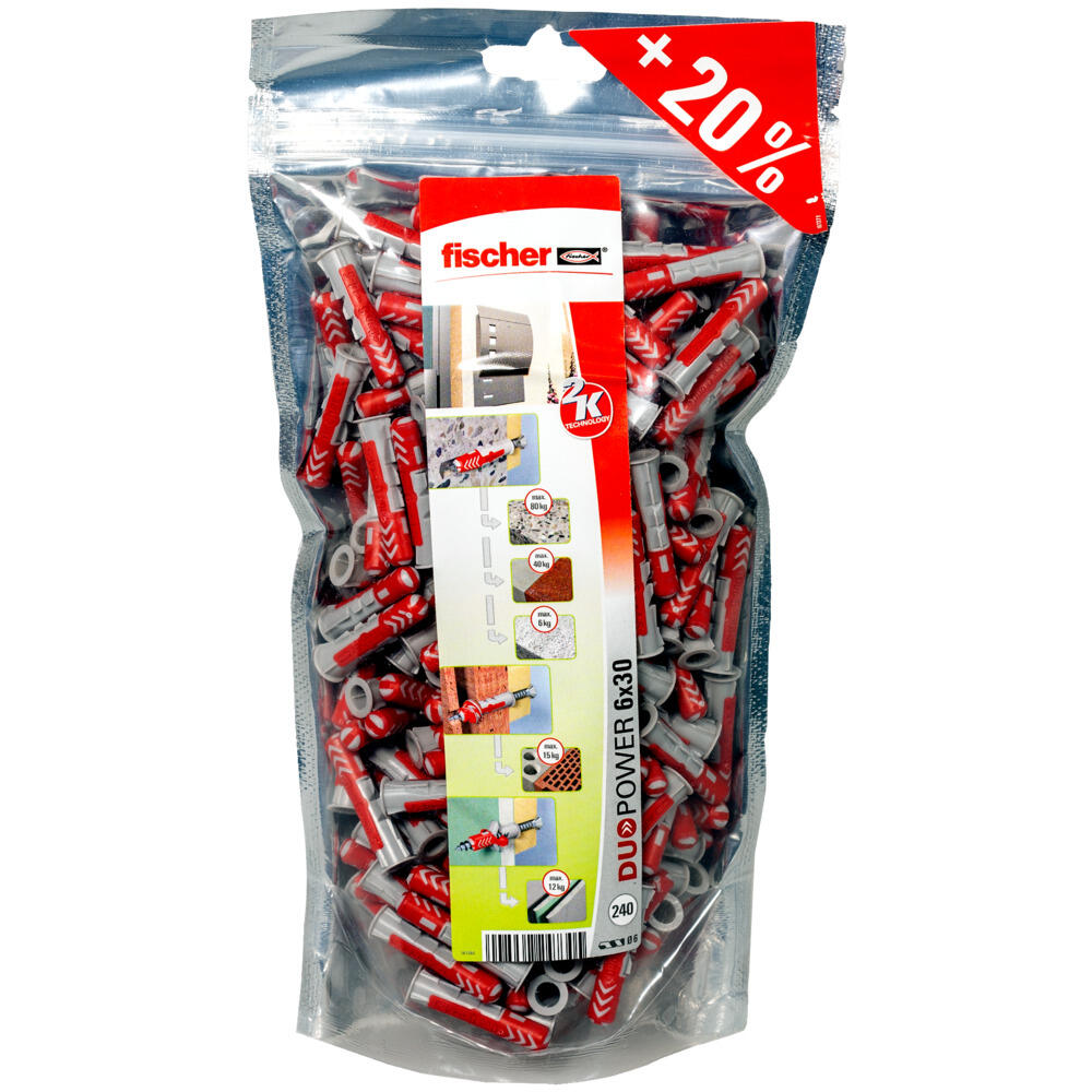 Lot de 240 chevilles tout type de mur BIG PACK DuoPower FISCHER, Ø6 x L ...